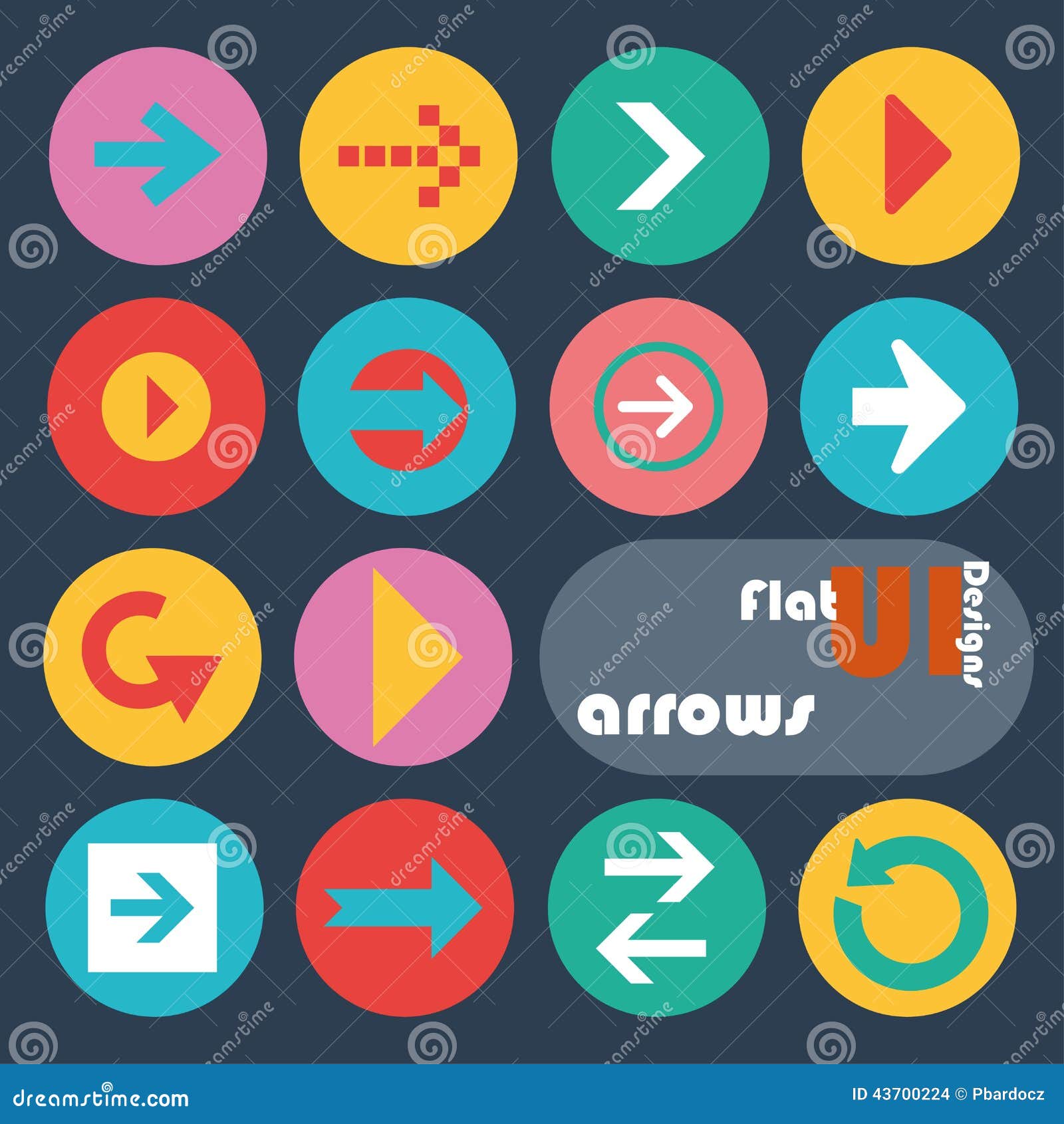Flat Design Icon Set - Arrows Stock Vector - Illustration of colors ...