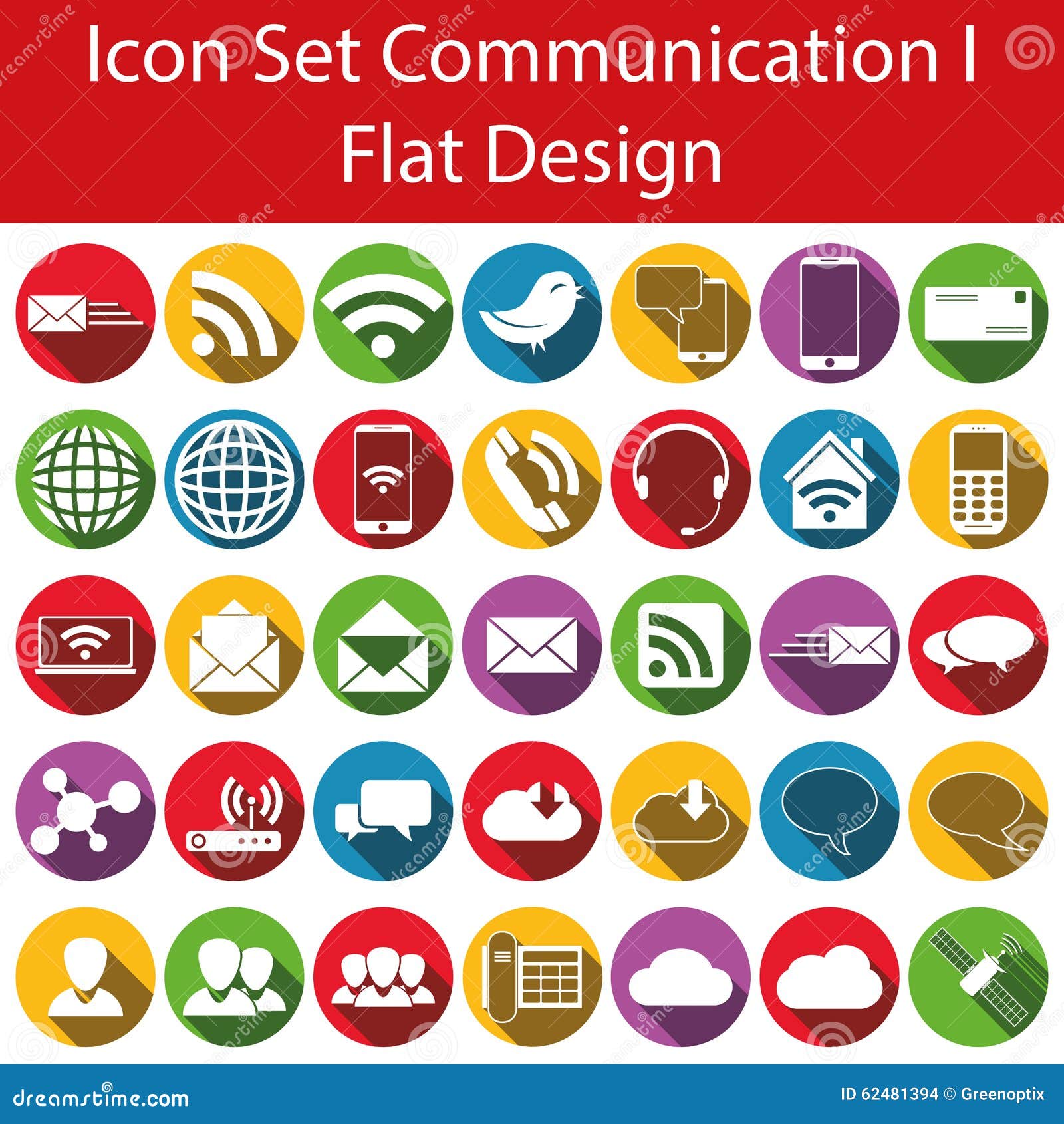 Flat Design Icon Set Communication I Stock Vector - Illustration of ...