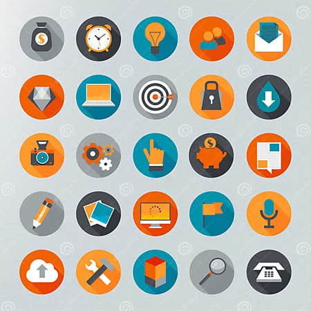 Flat design icon set stock vector. Illustration of chart - 40986164