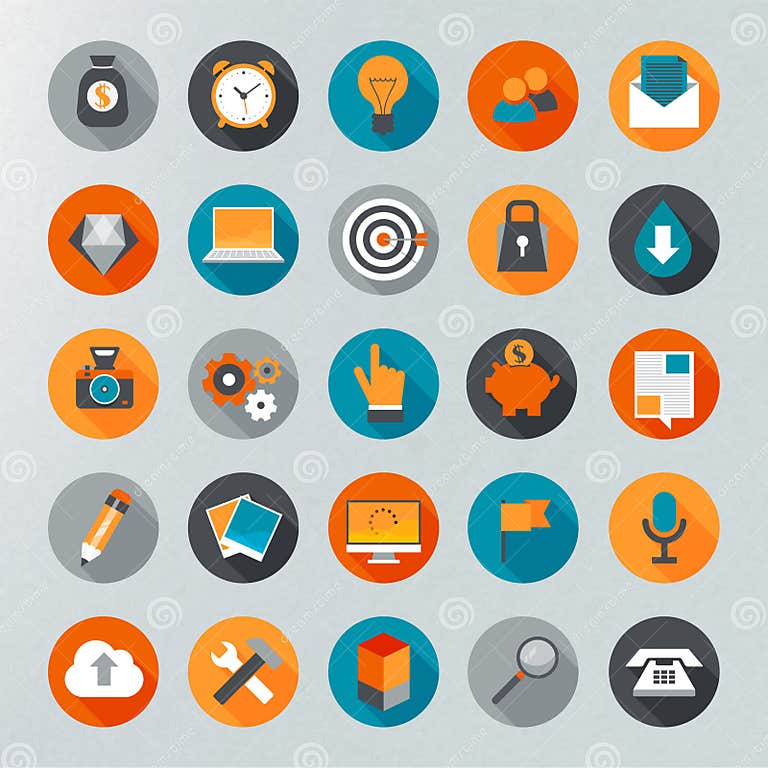 Flat design icon set stock vector. Illustration of chart - 40986164