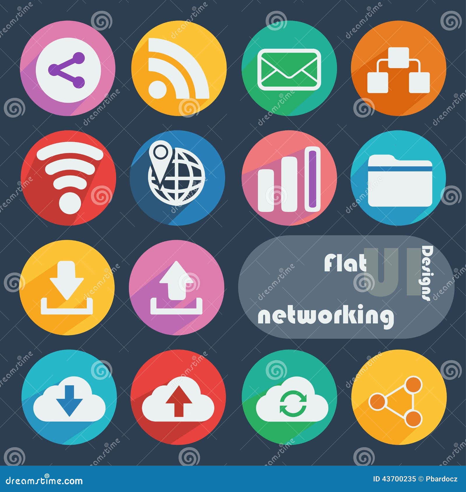Flat Design Icon Set - Networking Stock Vector - Illustration of ...