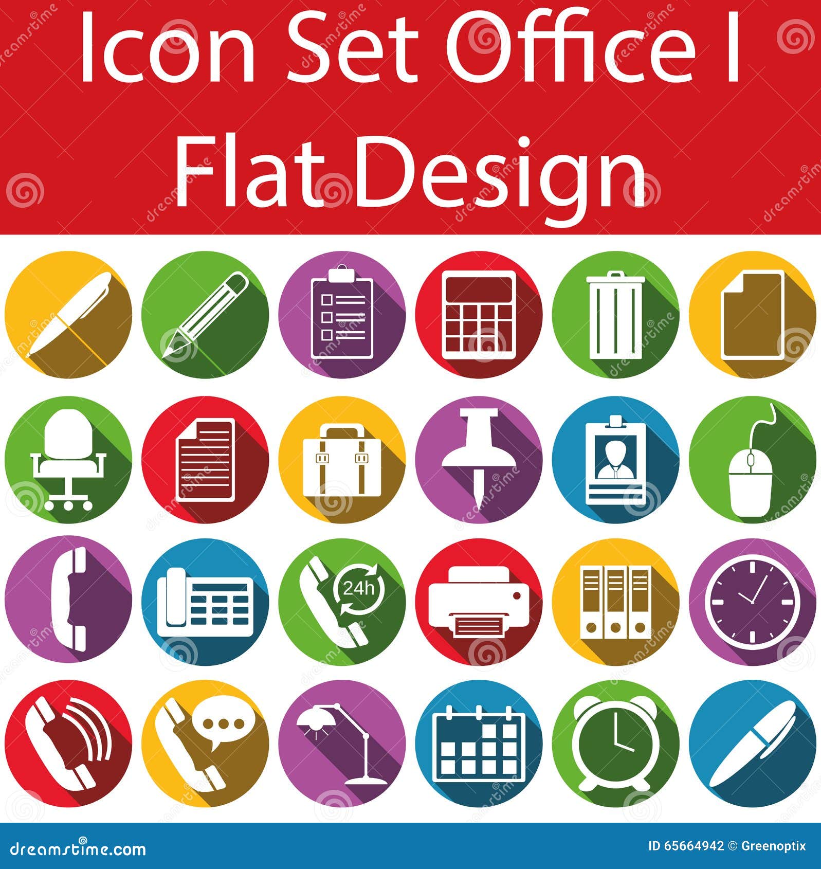 Flat Design Icon Set Office I Stock Vector - Illustration of collection ...