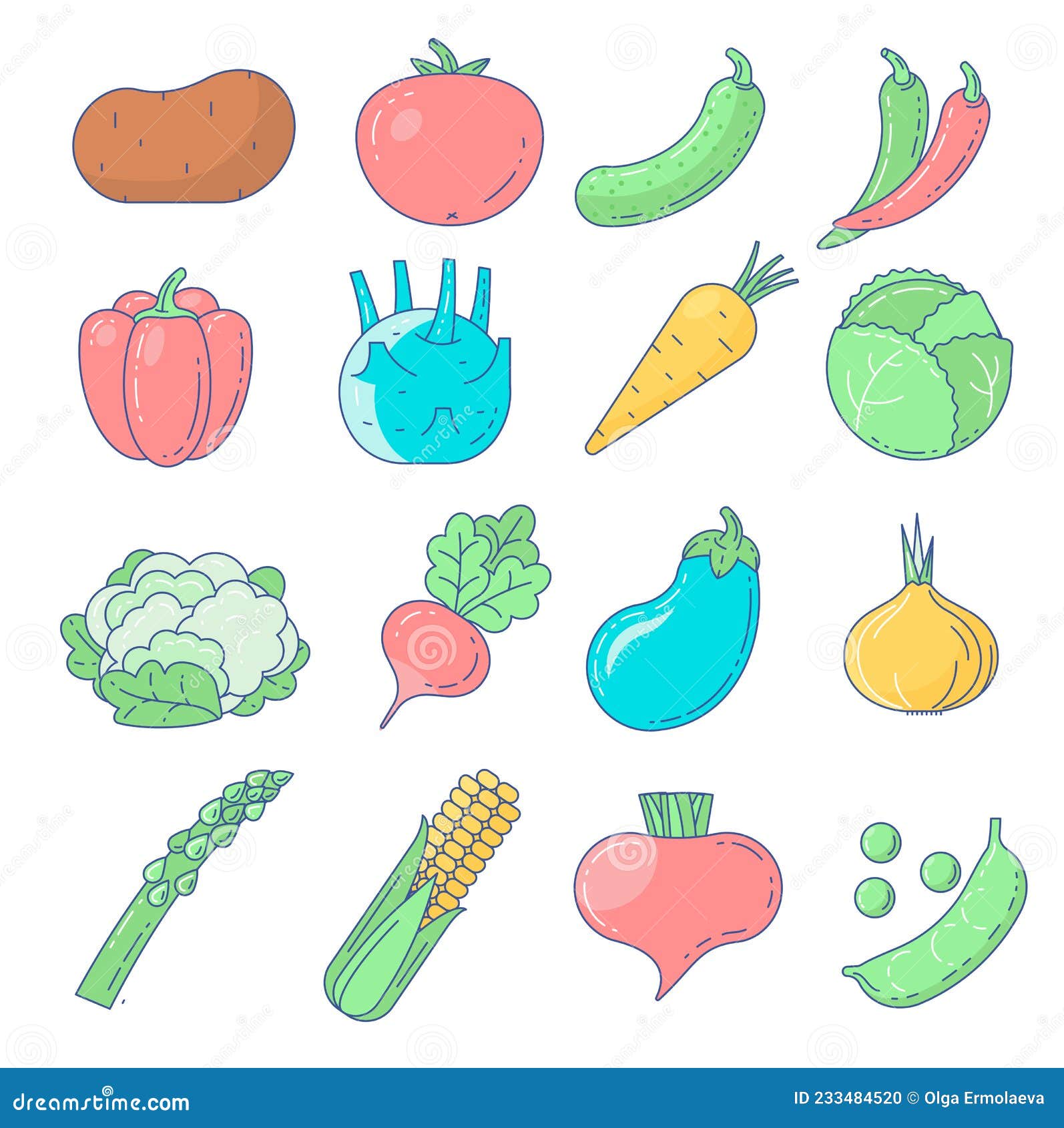 Flat design icon set. stock vector. Illustration of vegetable - 233484520