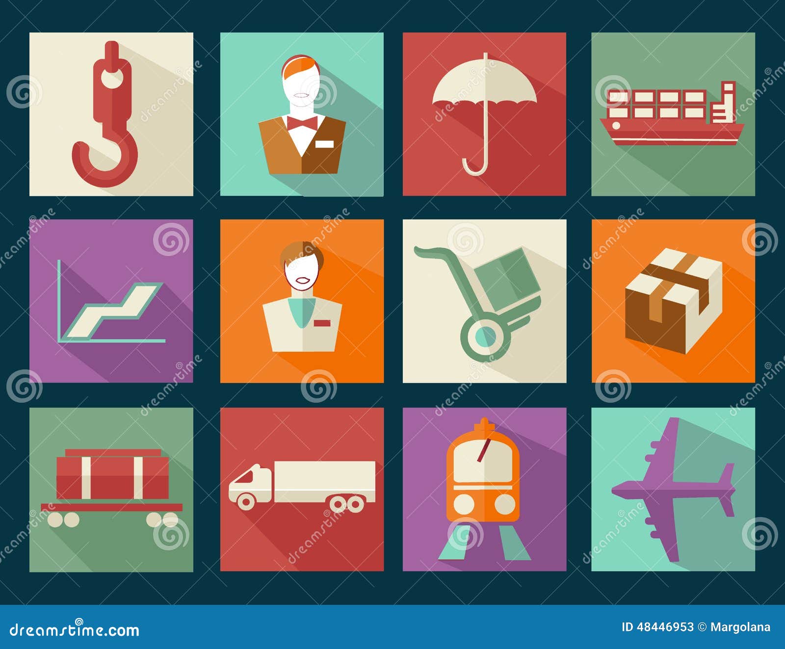 Flat design icons of cargo stock vector. Illustration of train - 48446953