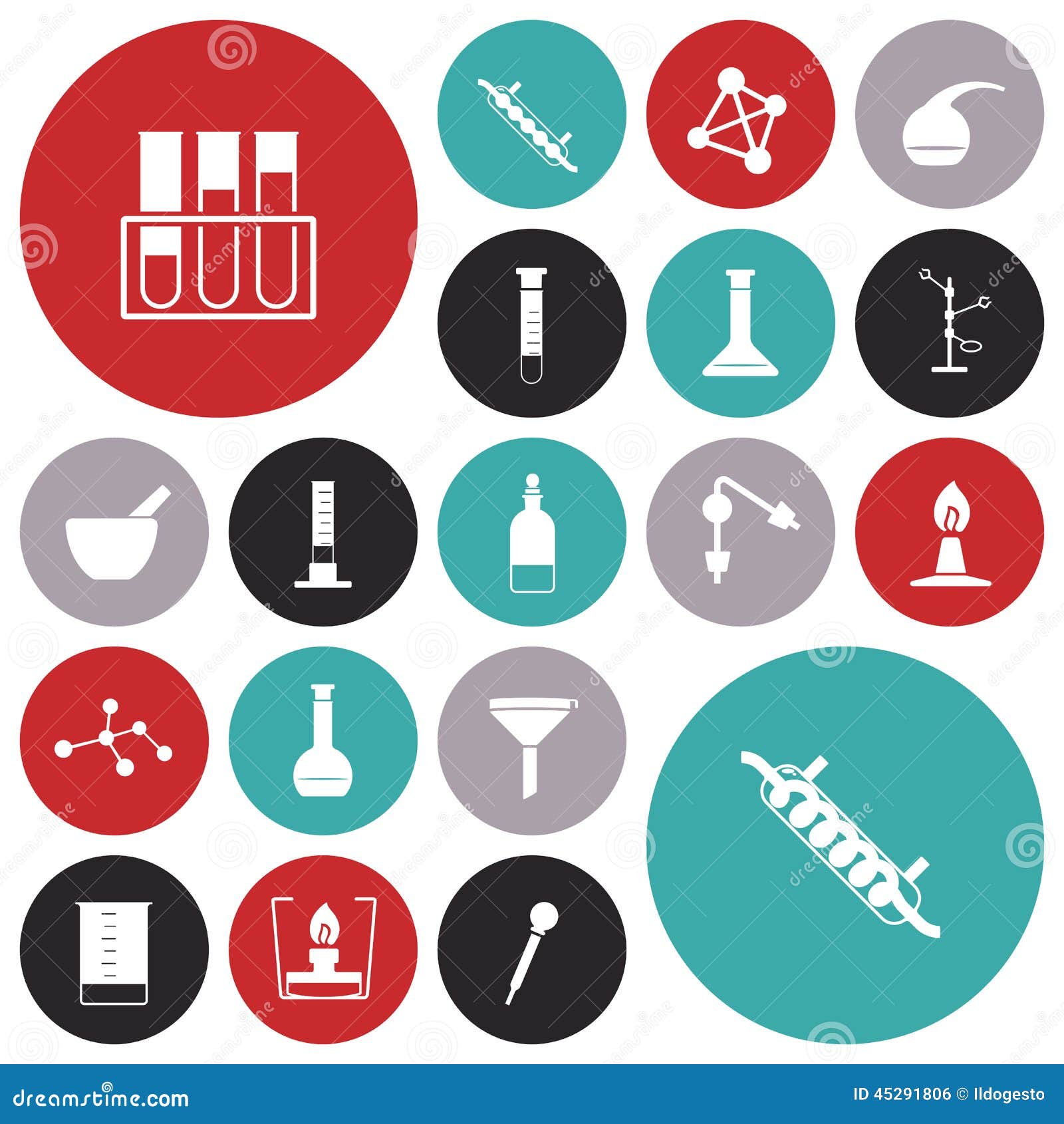 Flat Design Icons for Chemistry Lab Stock Vector - Illustration of ...