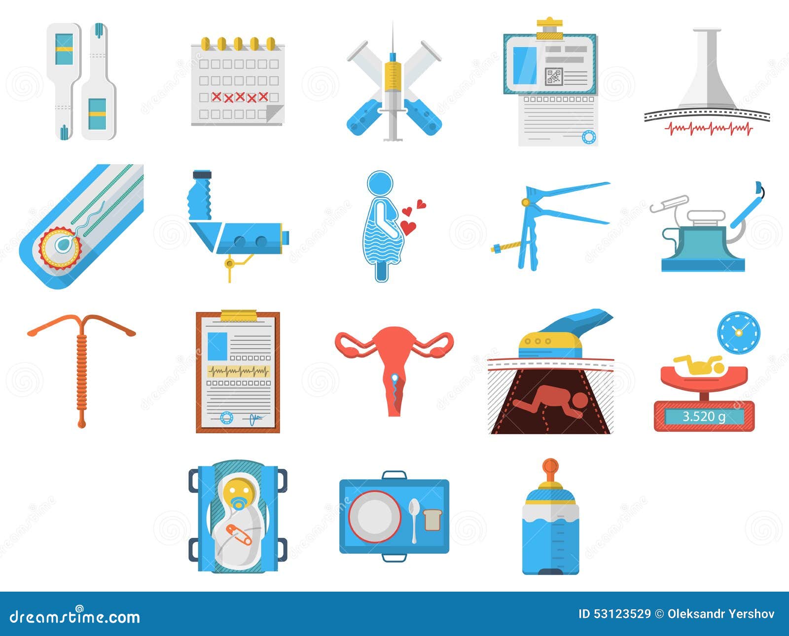 Flat Design Icons Collection Of Gynecology Stock Photo - Image: 53123529