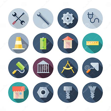 Flat Design Icons for Construction Stock Vector - Illustration of icons ...