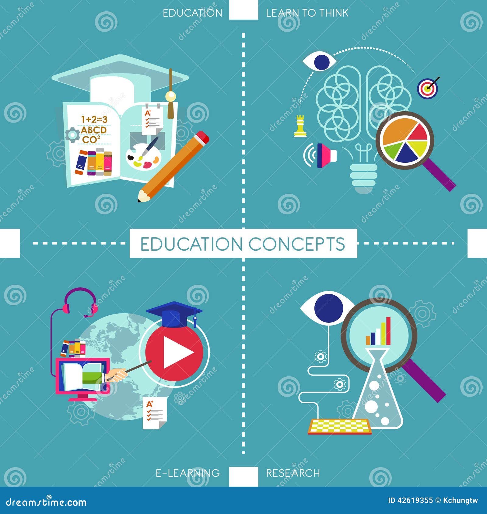 Flat Design Icons for Education Concepts Stock Vector - Illustration of ...