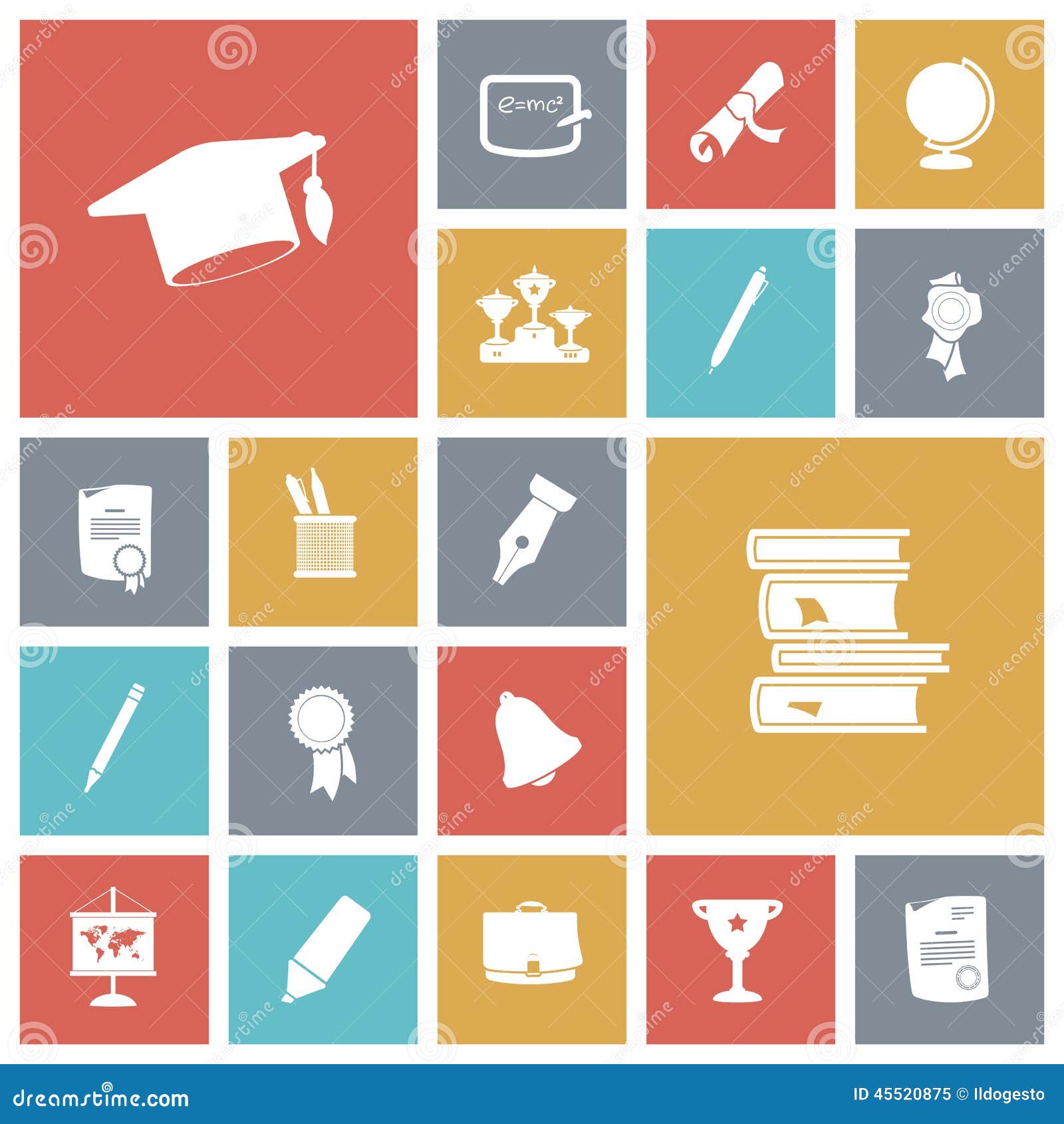 Flat Design Icons for Education Stock Vector - Illustration of trophy ...