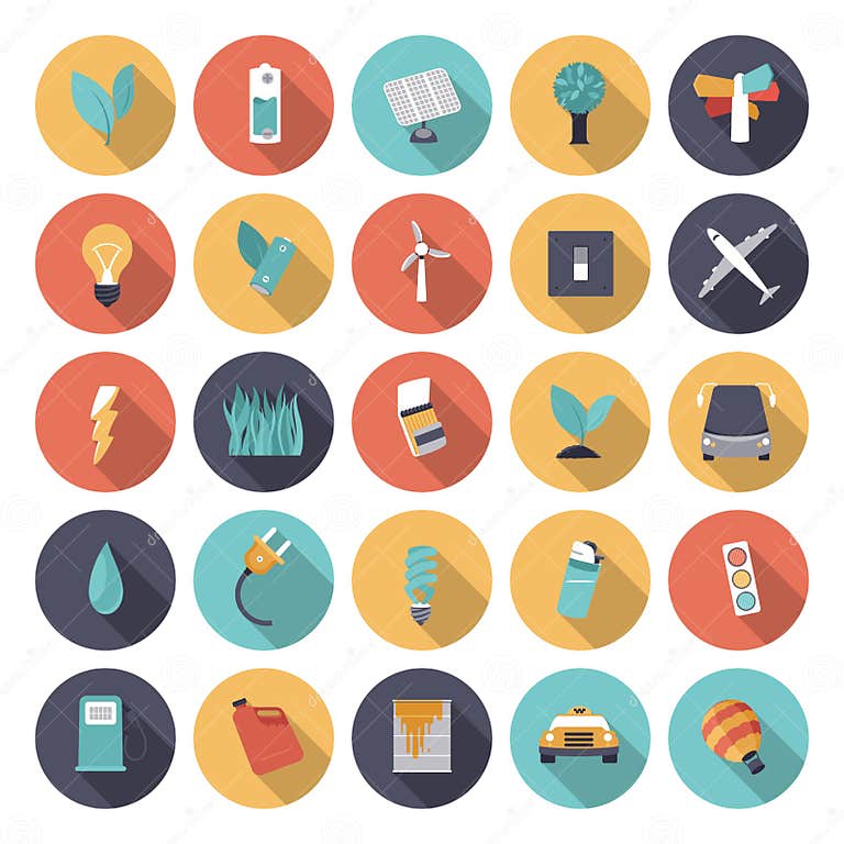 Flat Design Icons for Energy Stock Vector - Illustration of clipart ...