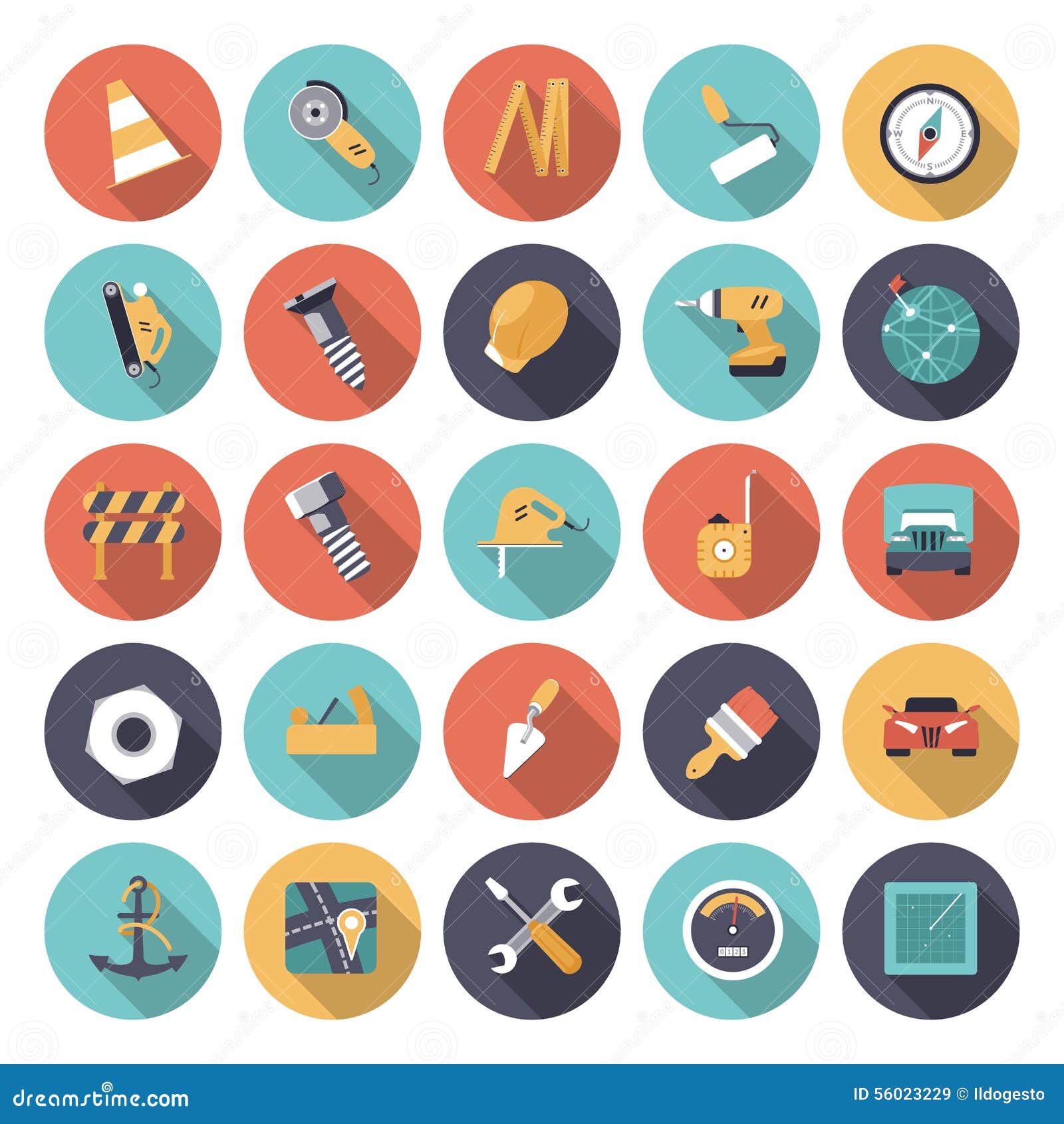 Flat Design Icons for Industrial Stock Vector - Illustration of ...