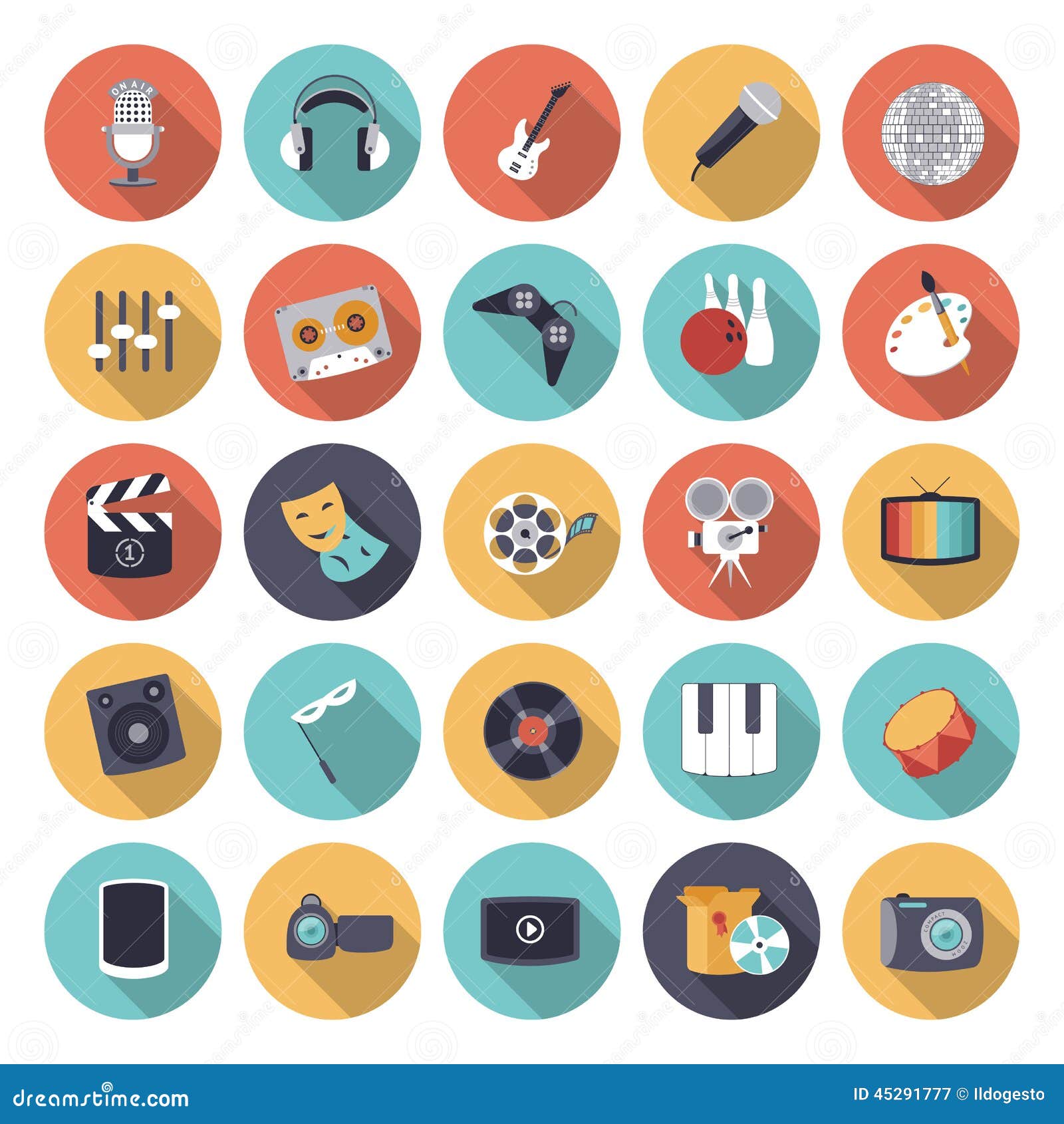 Flat Design Icons for Leisure and Entertainment Stock Vector ...