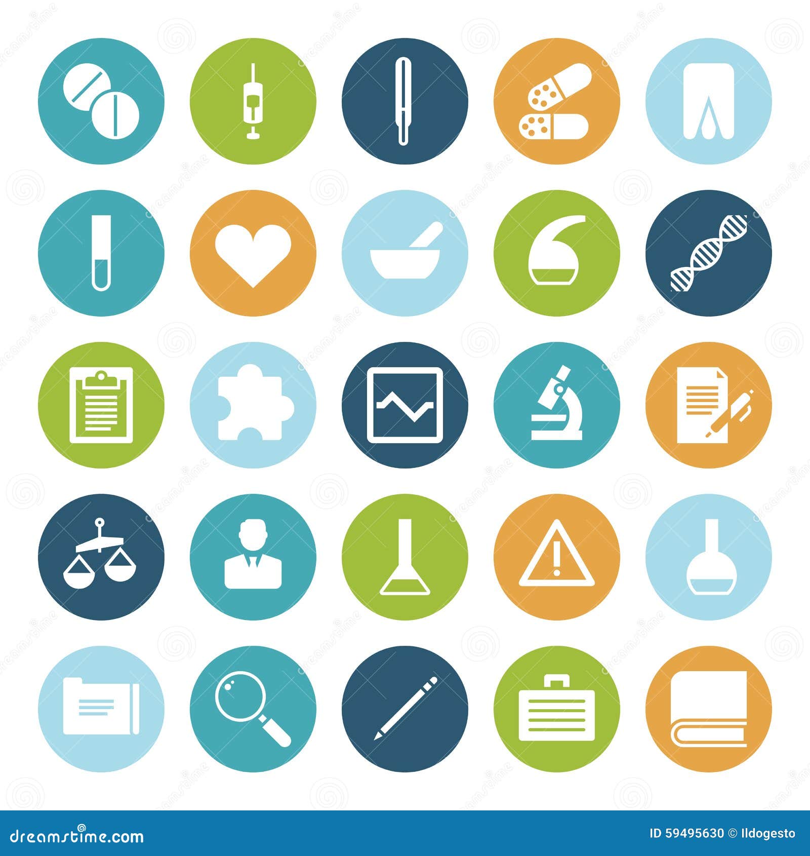 Flat Design Icons for Medical Science Stock Vector - Illustration of ...