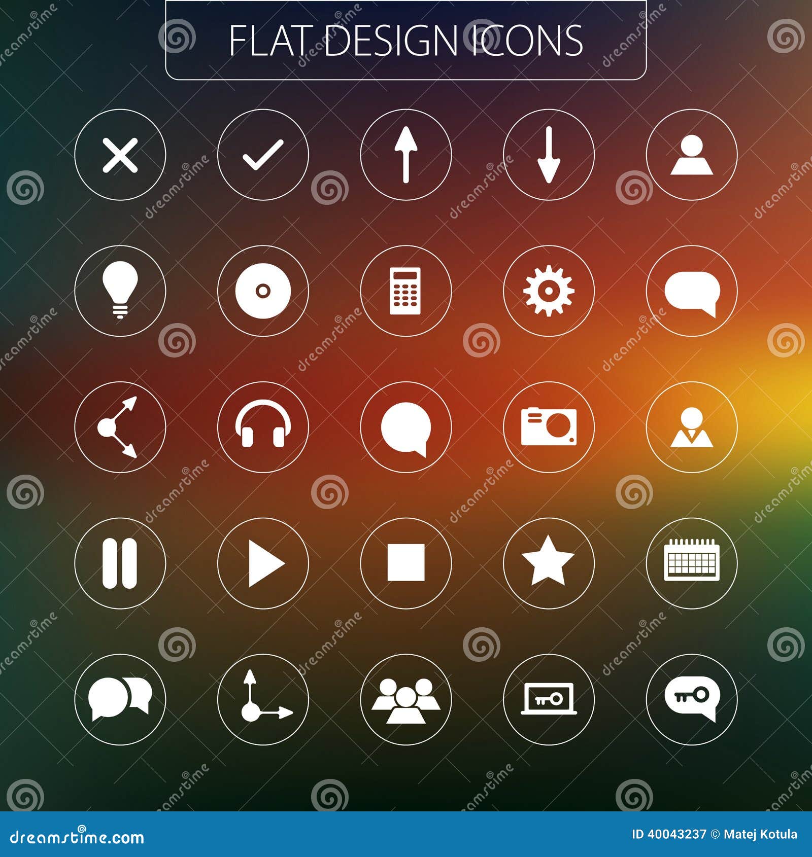 Flat Design - Icons Pack. Simple Line Icons Set Stock Illustration ...