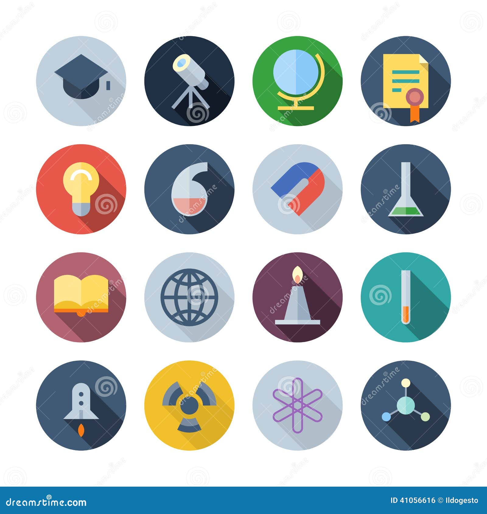 Flat Design Icons for Science and Education Stock Vector - Illustration ...