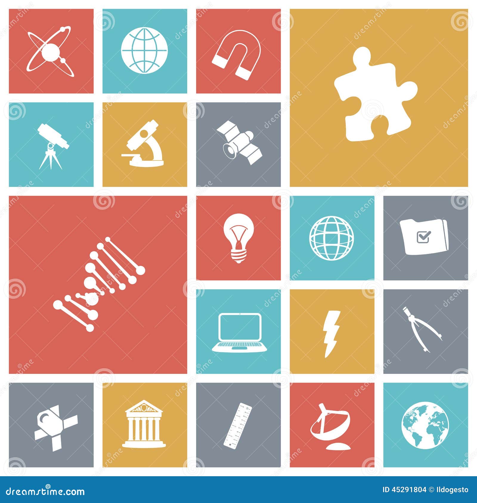 Flat Design Icons for Science Stock Vector - Illustration of earth ...