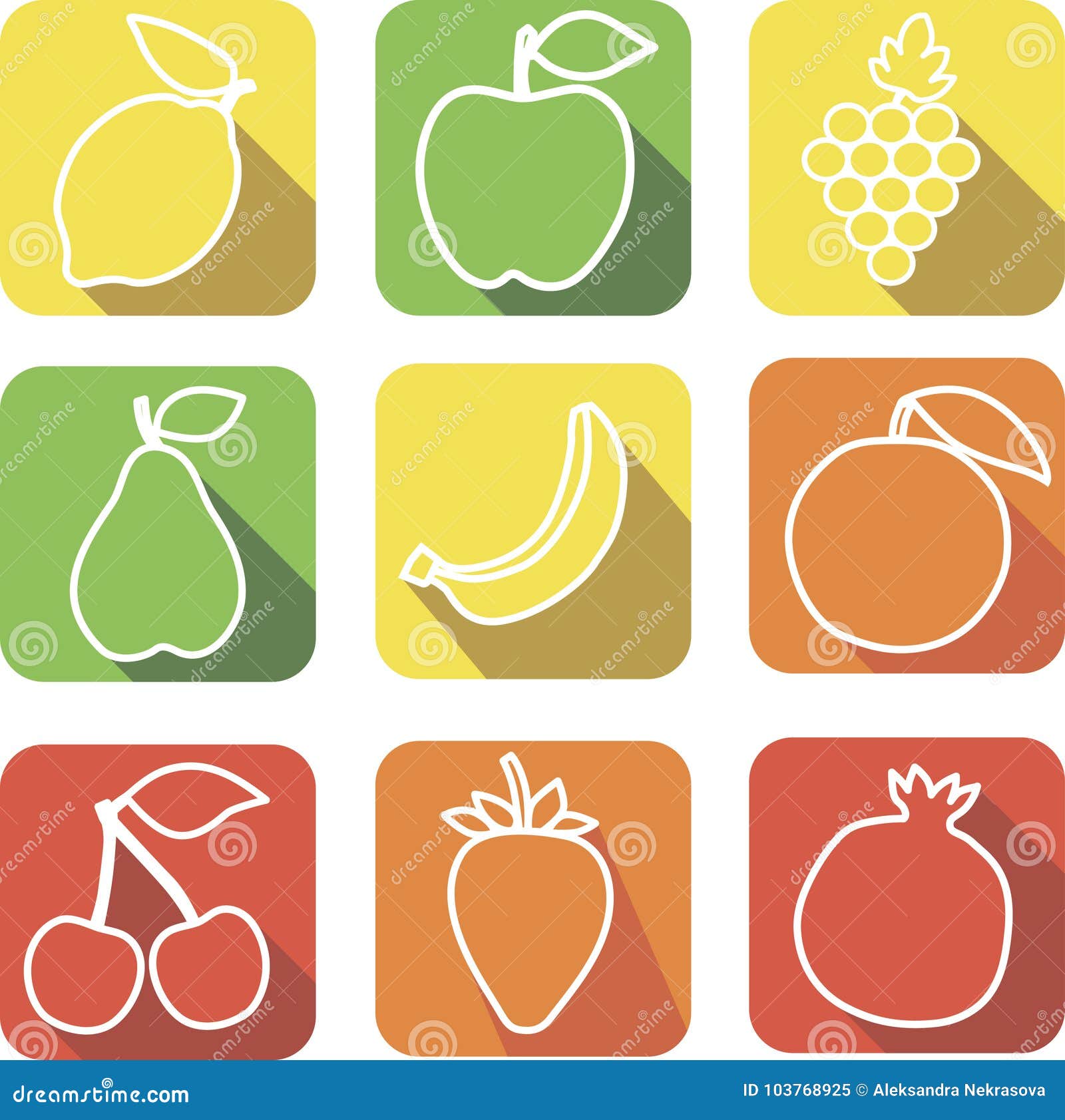 Fruits icon set stock illustration. Illustration of cherry - 103768925