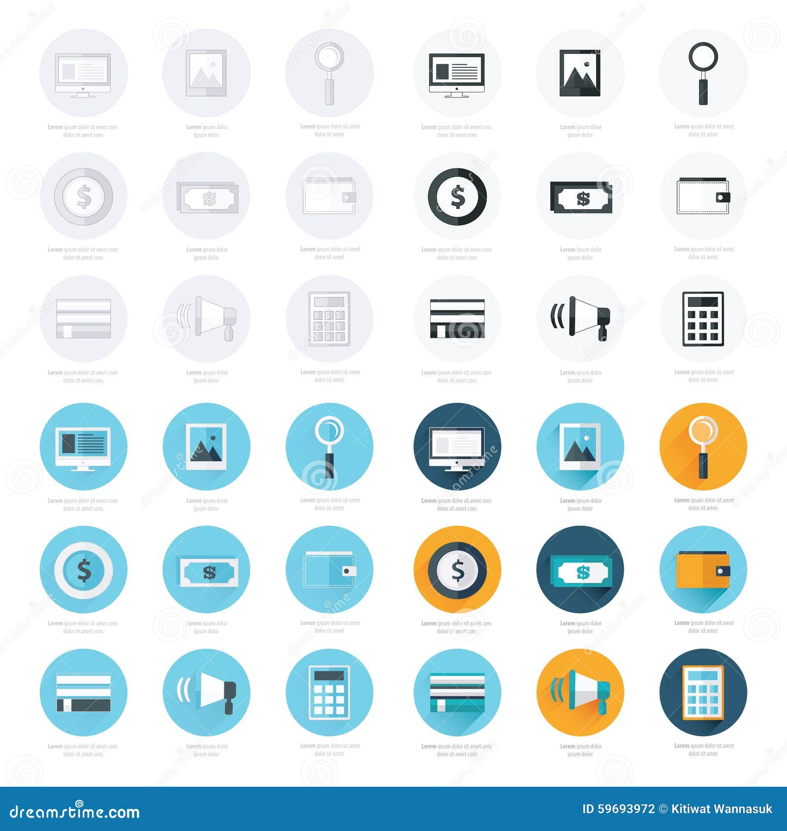 Flat Design Icons Set 4 Styles Stock Vector - Illustration of portfolio ...