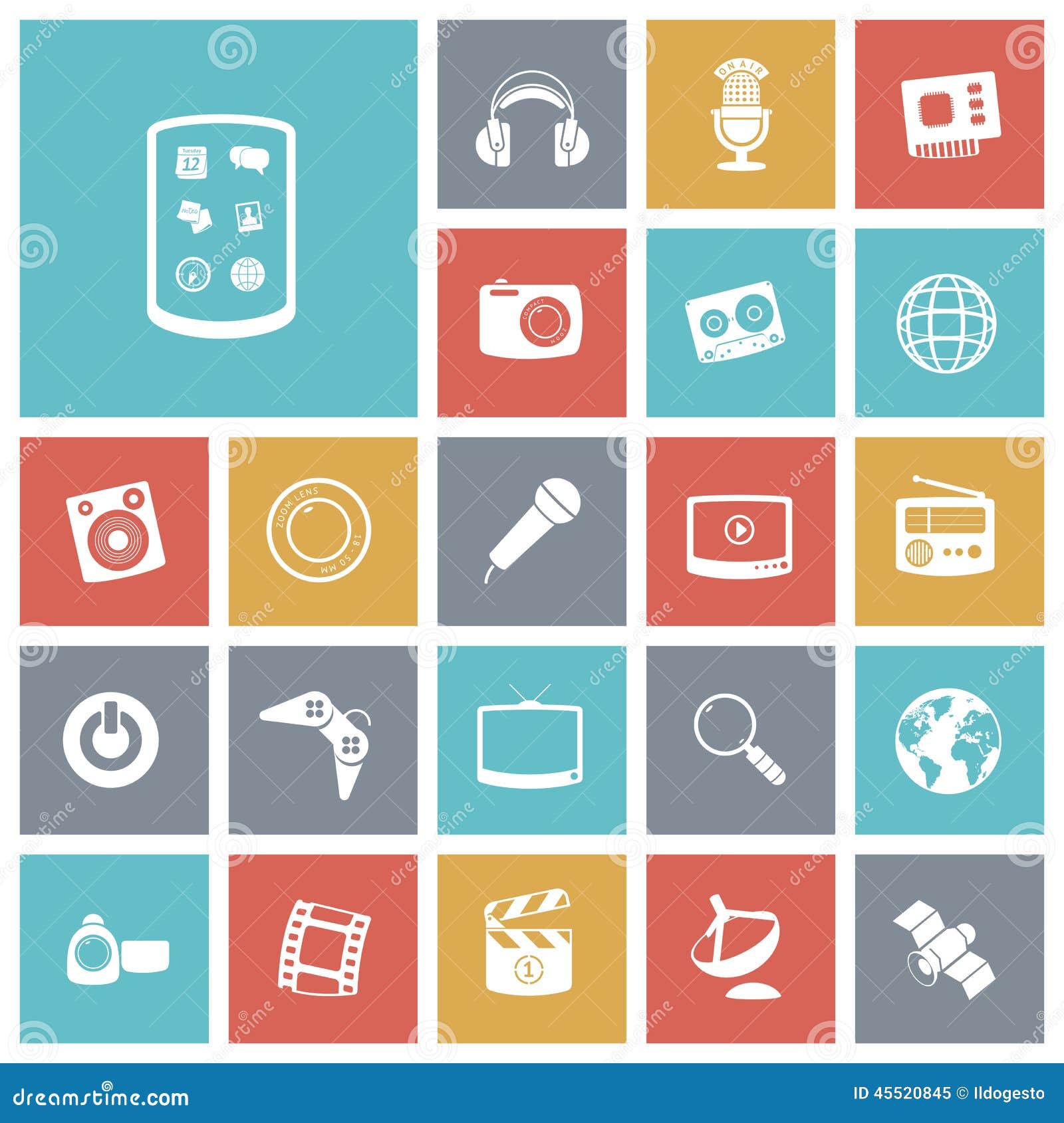 Flat Design Icons for Technology and Entertainment Stock Vector ...