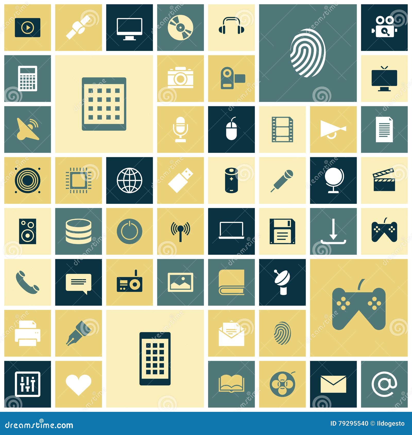 Flat Design Icons for Technology and Media Stock Vector - Illustration ...