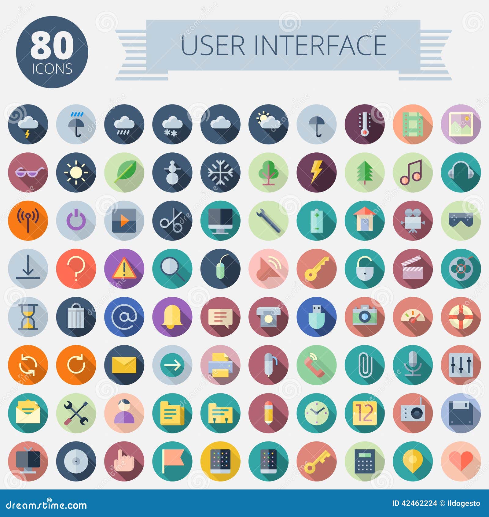 Flat Design Icons for User Interface Stock Vector - Illustration of ...