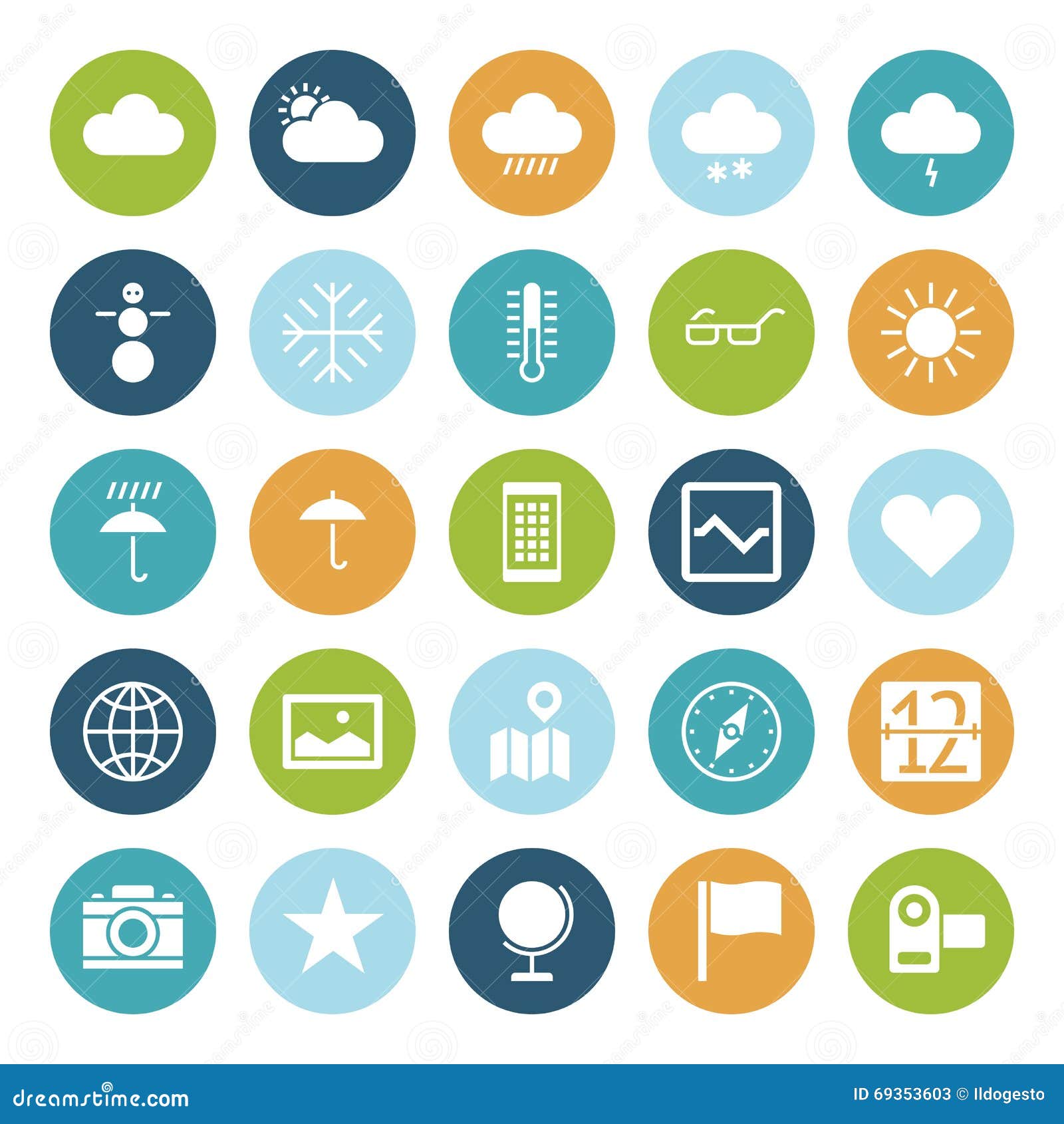 Flat Design Icons for User Interface Stock Vector - Illustration of ...