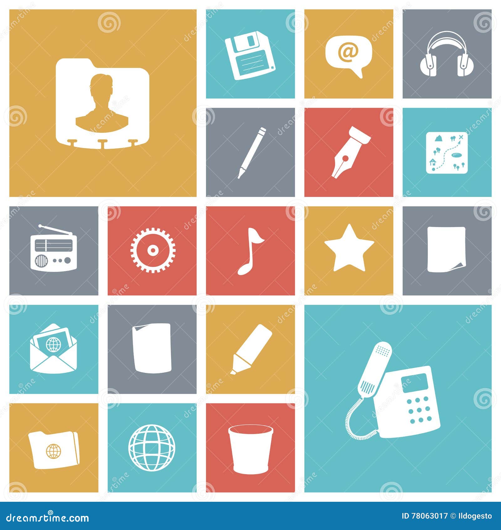 Web Icons Set. User Interface Symbols, Glitch Style. GUI Elements ...