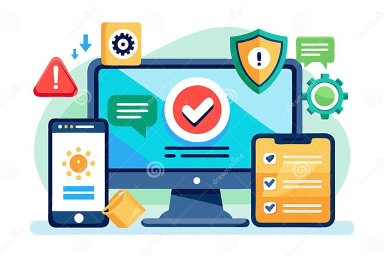 A Flat Design Illustrates a Security Update on Devices, Featuring ...