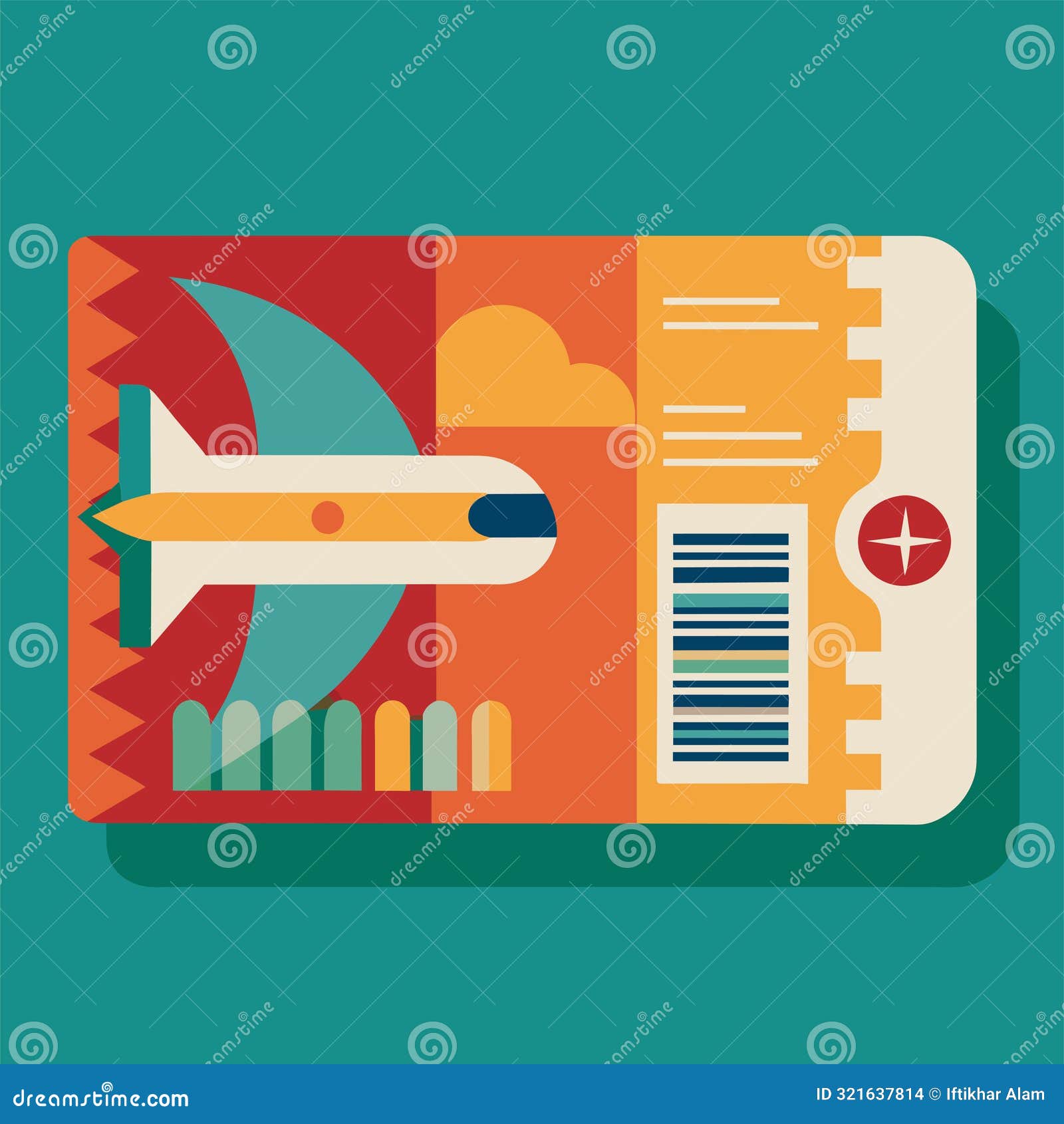 A Flat Design Illustration of an Abstract Boarding Pass with a Stylized ...