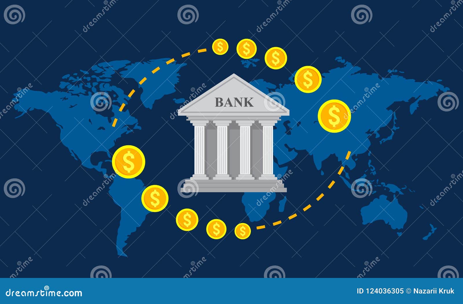 Flat Design Illustration Banking Concepts. Global Foreign Exchange ...