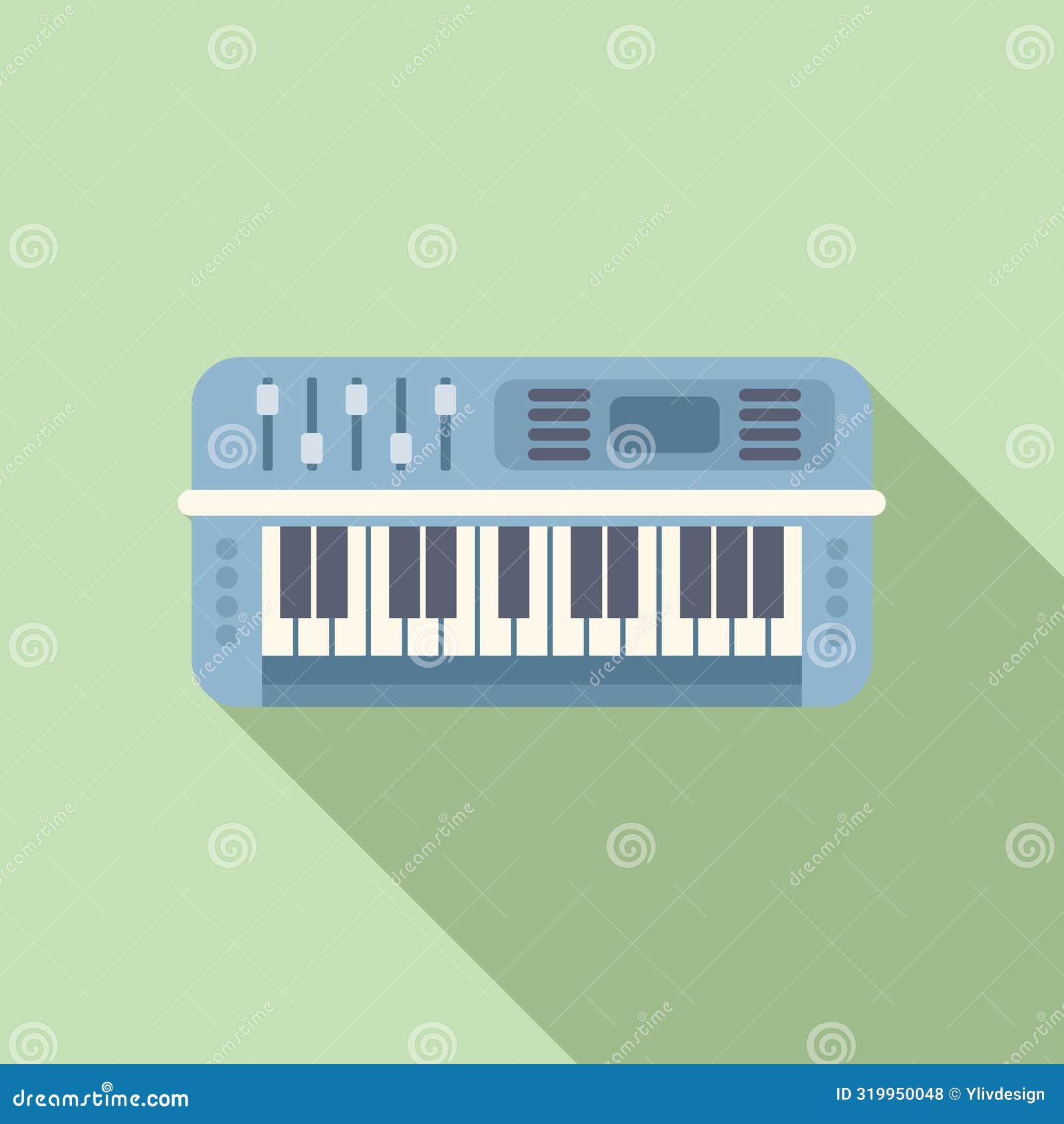 Flat Design Illustration of Blue Electronic Keyboard Stock Vector ...