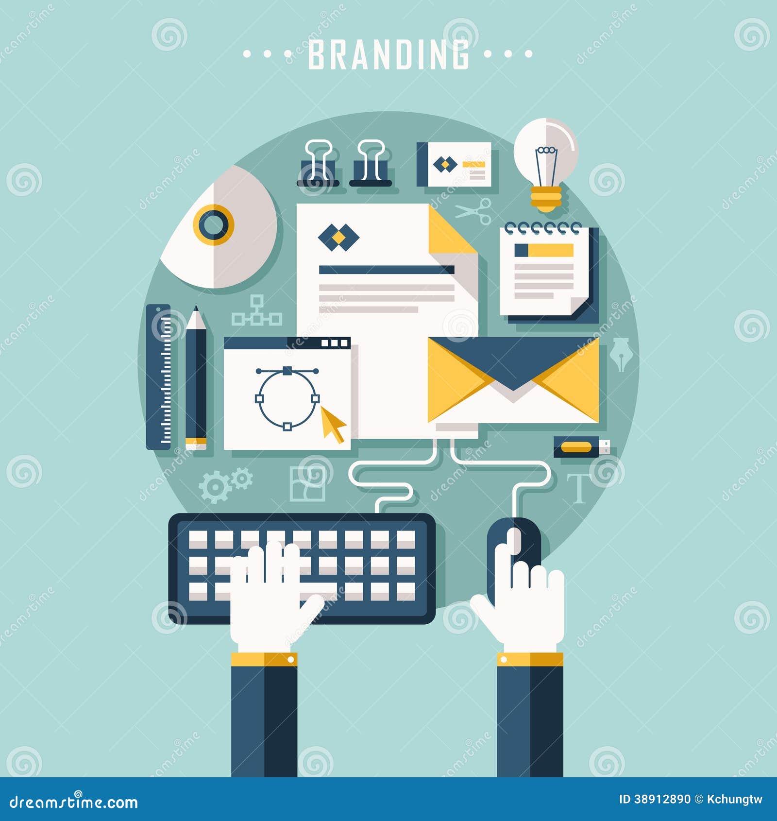 Flat Design Illustration Concept of Branding Stock Vector ...