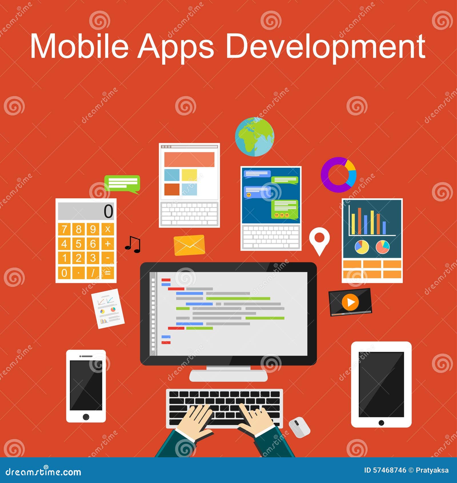 Flat Design Illustration Concepts for Mobile Apps Development or ...