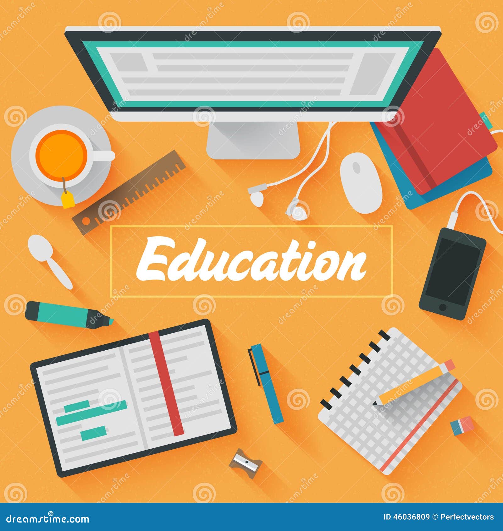 Flat Design Illustration: Education Workplace Stock Vector ...