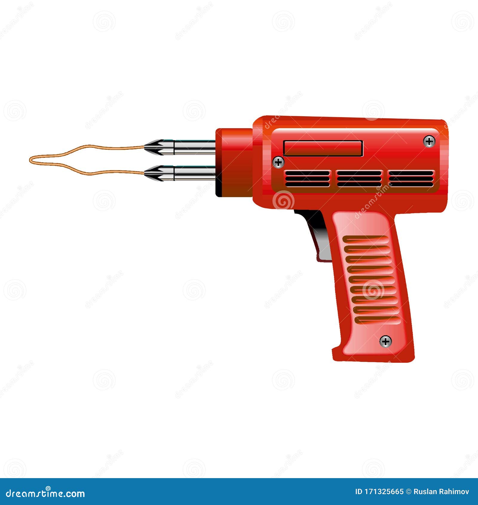 Flat Design Illustration of the Electric Soldering Iron Tool on White ...