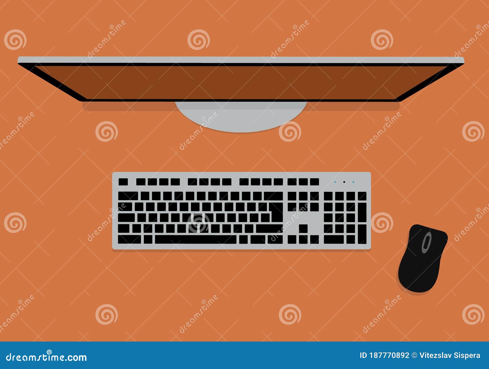 Flat Design Illustration of Keyboard, Monitor and Computer Mouse on ...