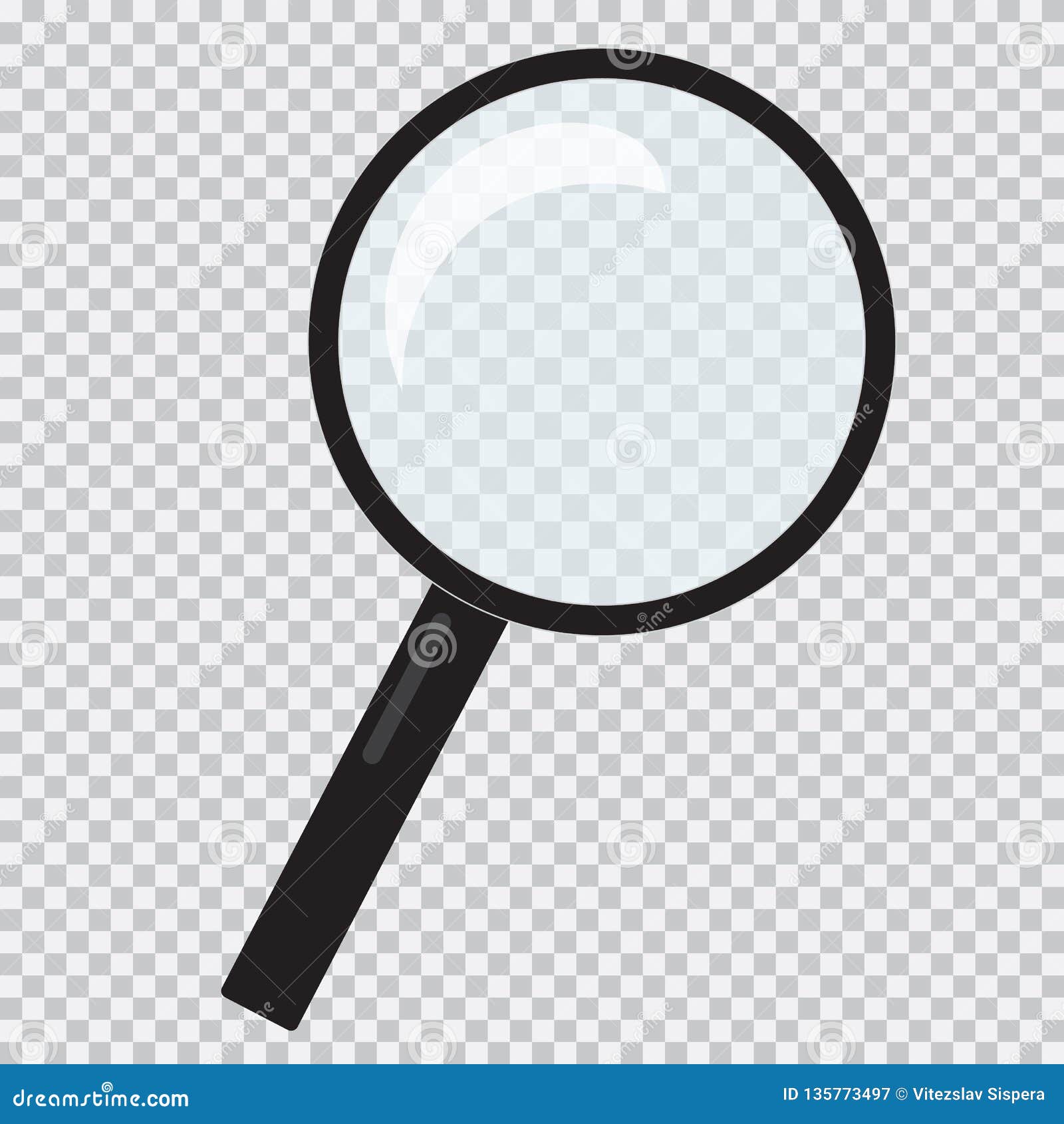 Flat Design Illustration with Magnifying Glass and Black Handle ...