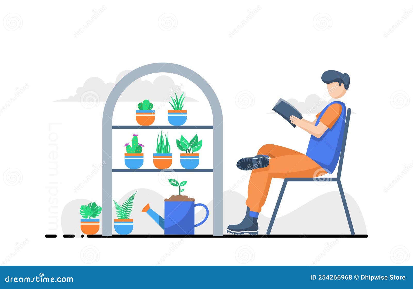 Flat Design Illustration Man Watering Plants with Water Stock ... Flat Design Illustration Man Watering Plants with Water Stock ...