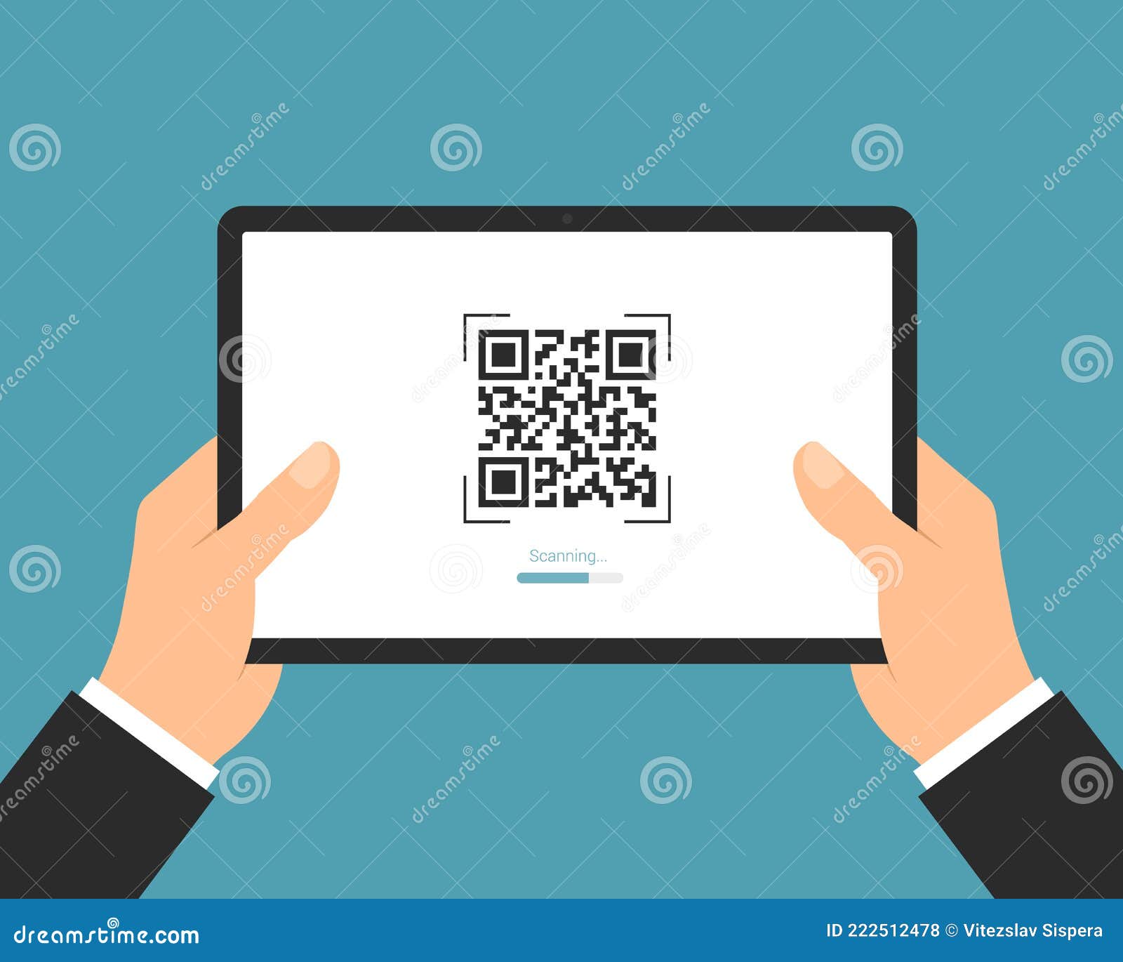Flat Design Illustration of a Manager`s Hand Holding a Digital Tablet ...