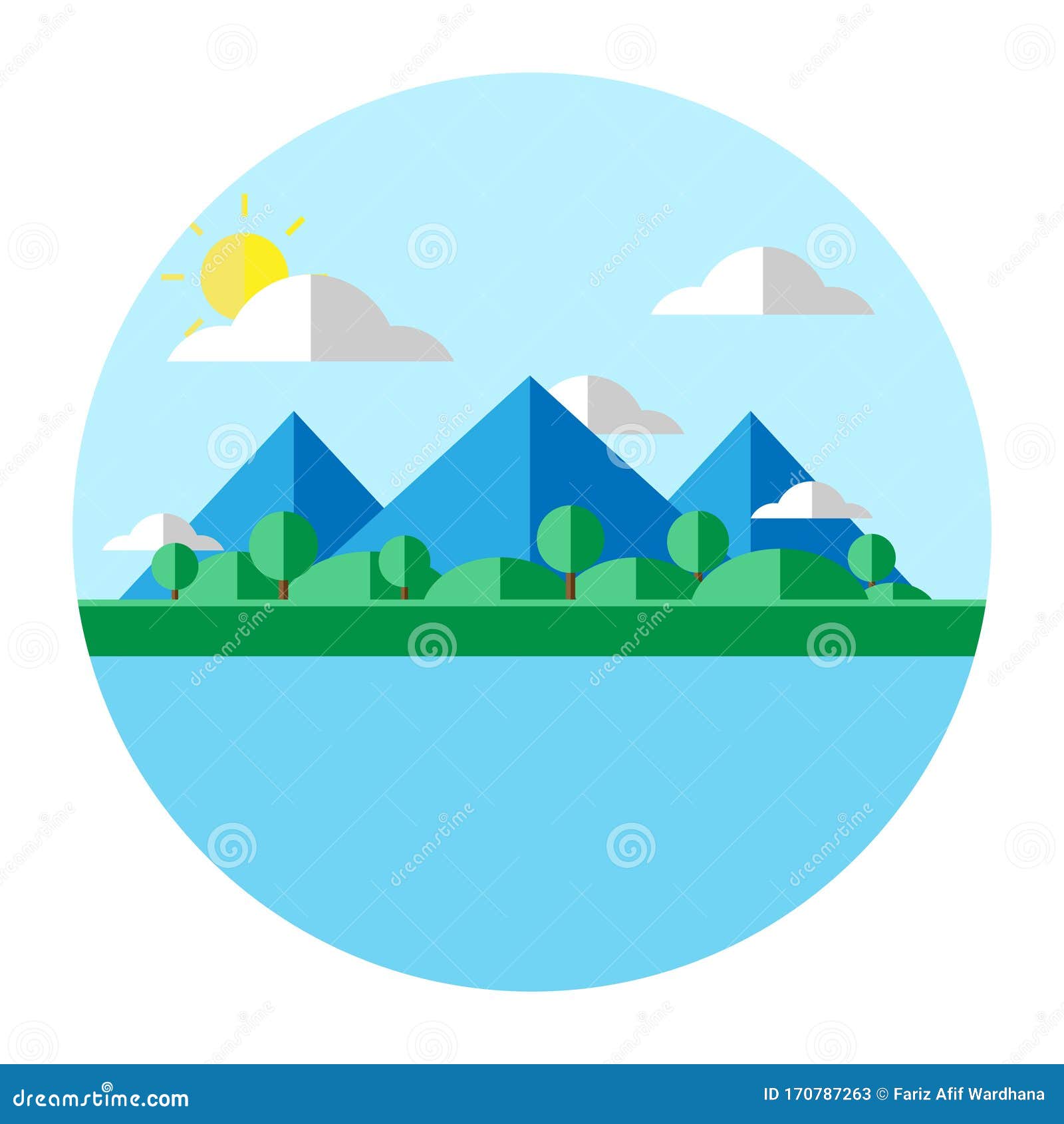 Flat Design Illustration of a Morning View Stock Vector - Illustration ...