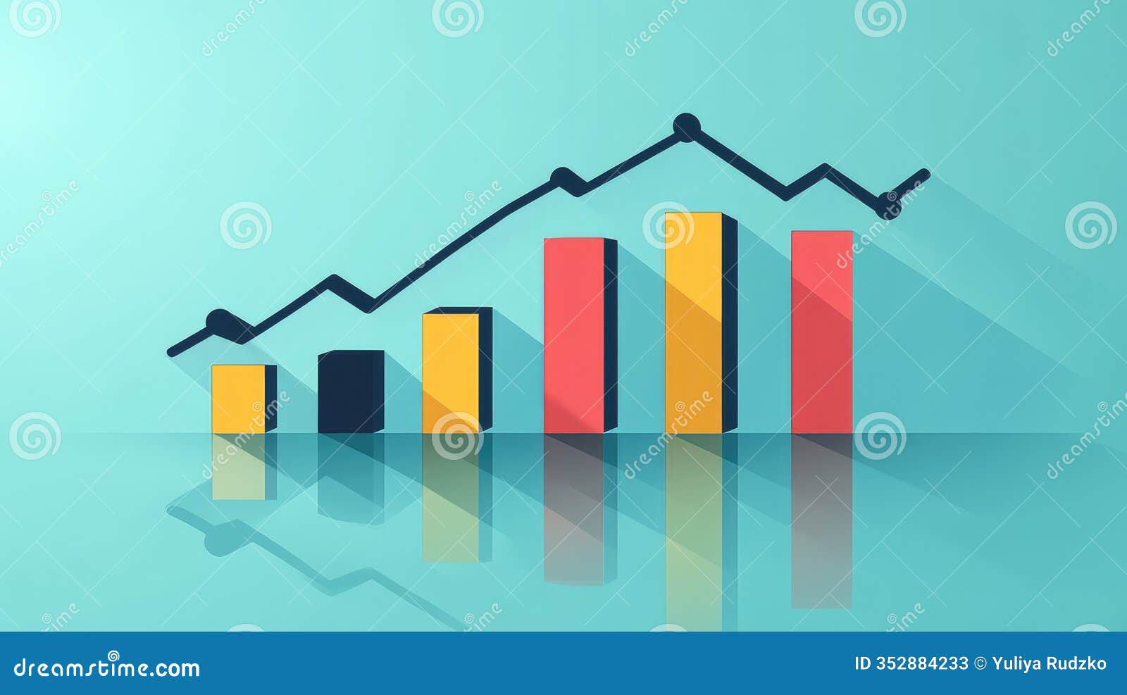 Flat Design Illustration of NPL Risk Analysis with Declining Bar Chart ...