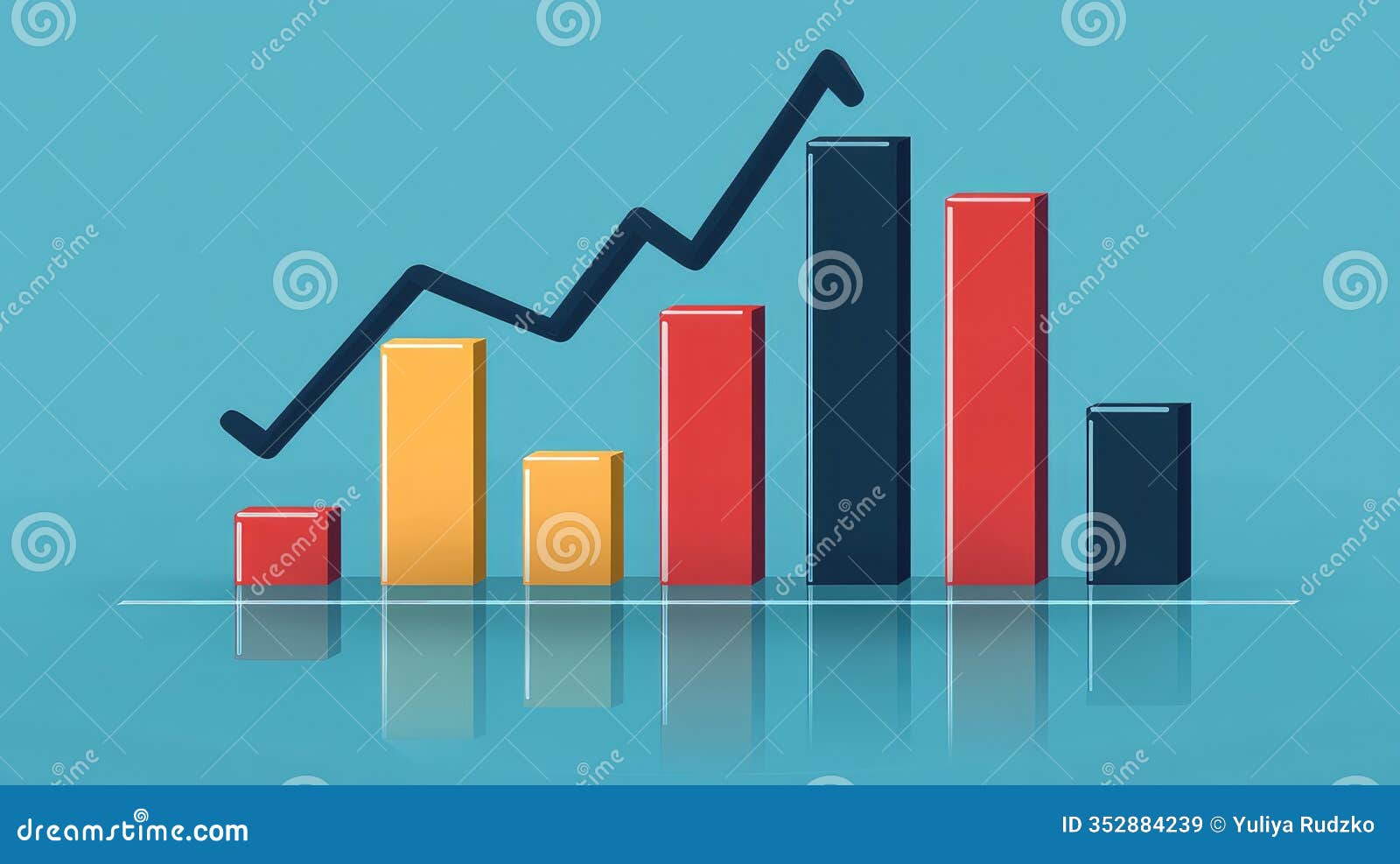 Flat Design Illustration of NPL Risk Analysis with Declining Bar Chart ...