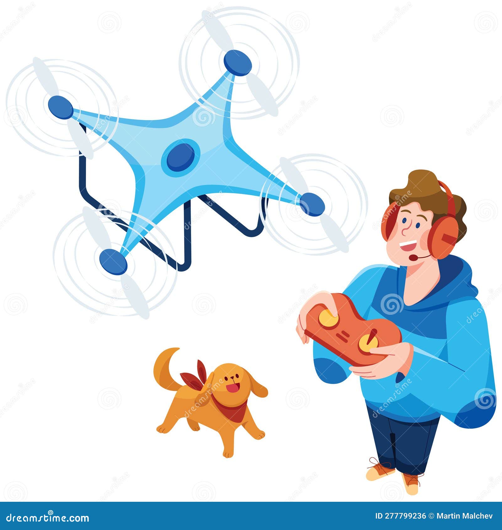Drone Operator on White stock vector. Illustration of camera - 277799236