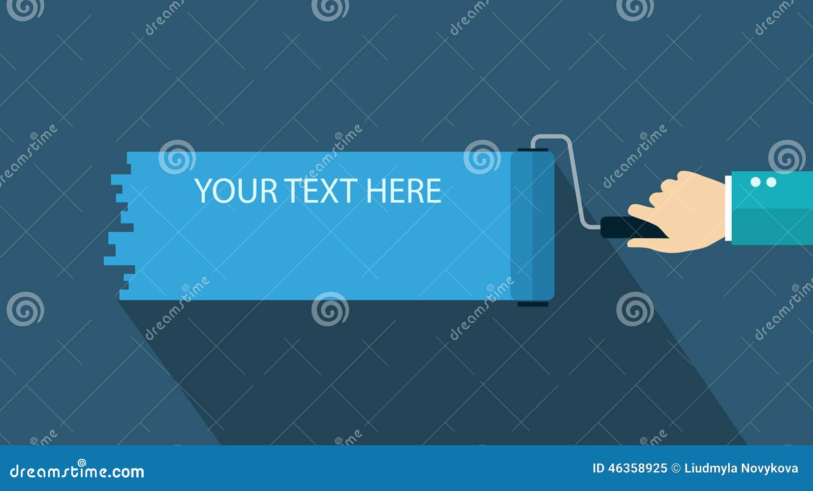 Flat Design Illustration Set with Text. Paint Roller with Hand Stock ...