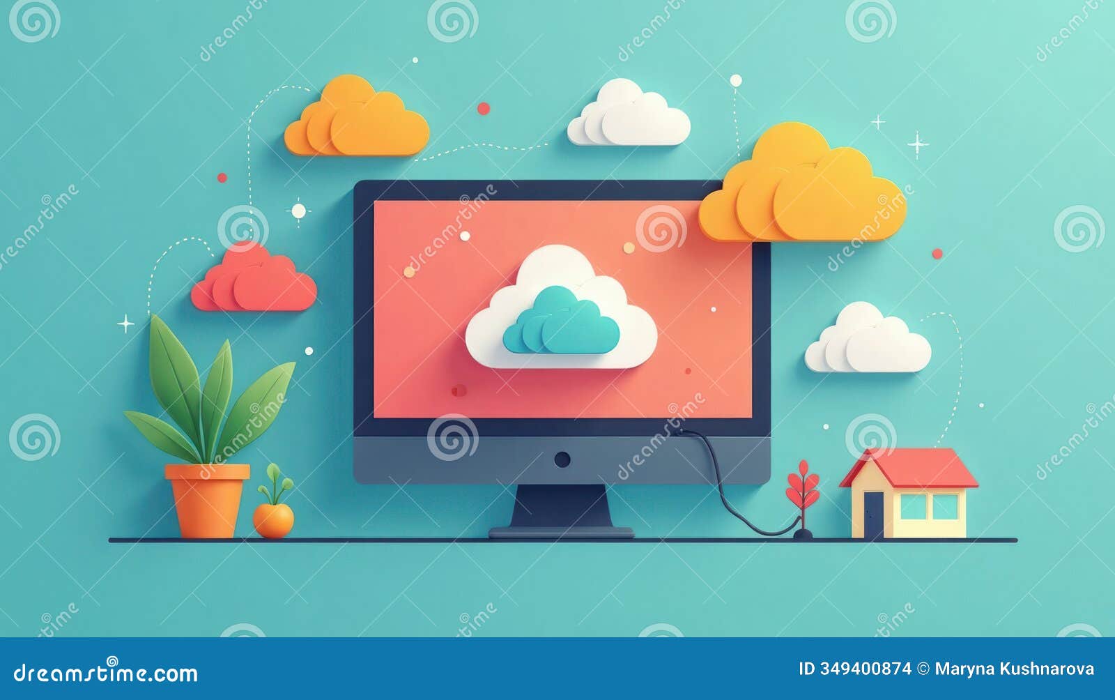 Flat Design Illustration Shows Cloud Application Deployment Process ...