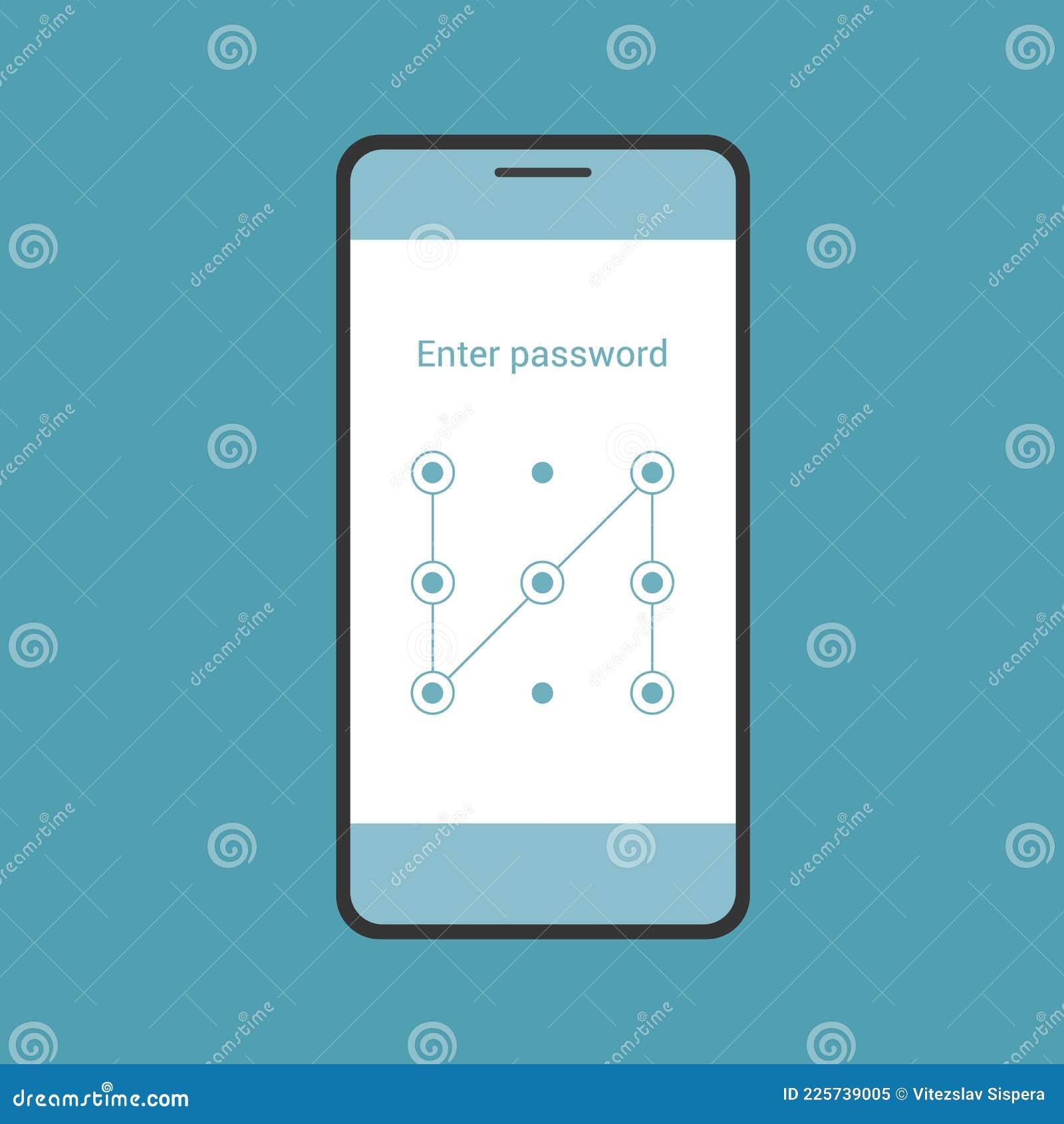Flat Design Illustration of Smartphone with Login Unlock Screen ...
