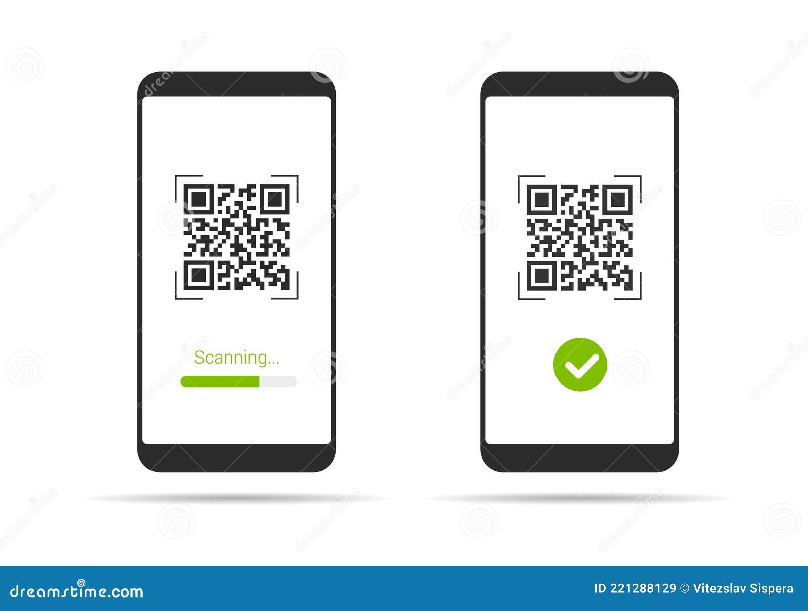Flat Design Illustration of Smartphone with Touch Screen and QR Code ...