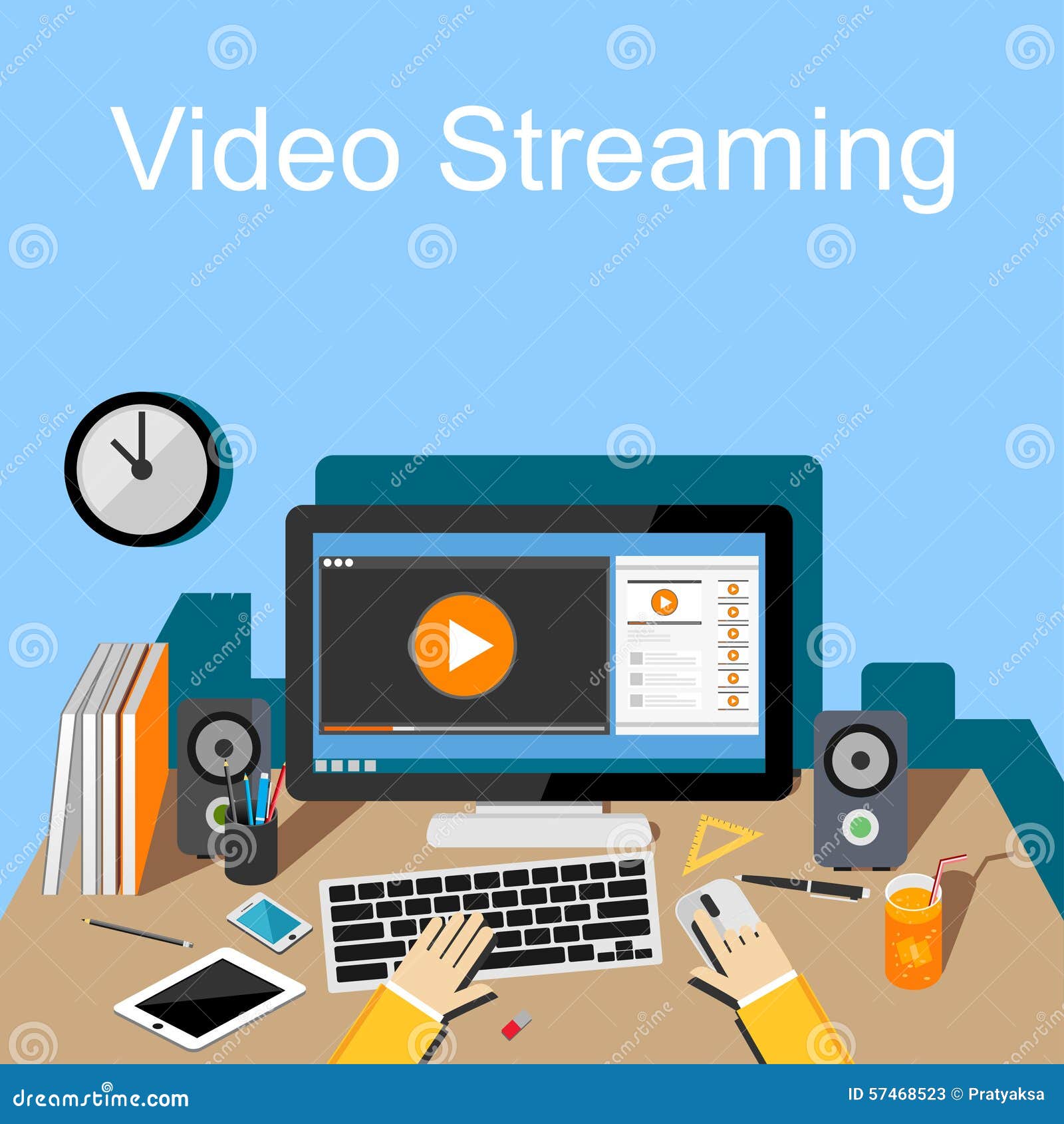 Flat Design Illustration of Video Streaming. Stock Vector ...