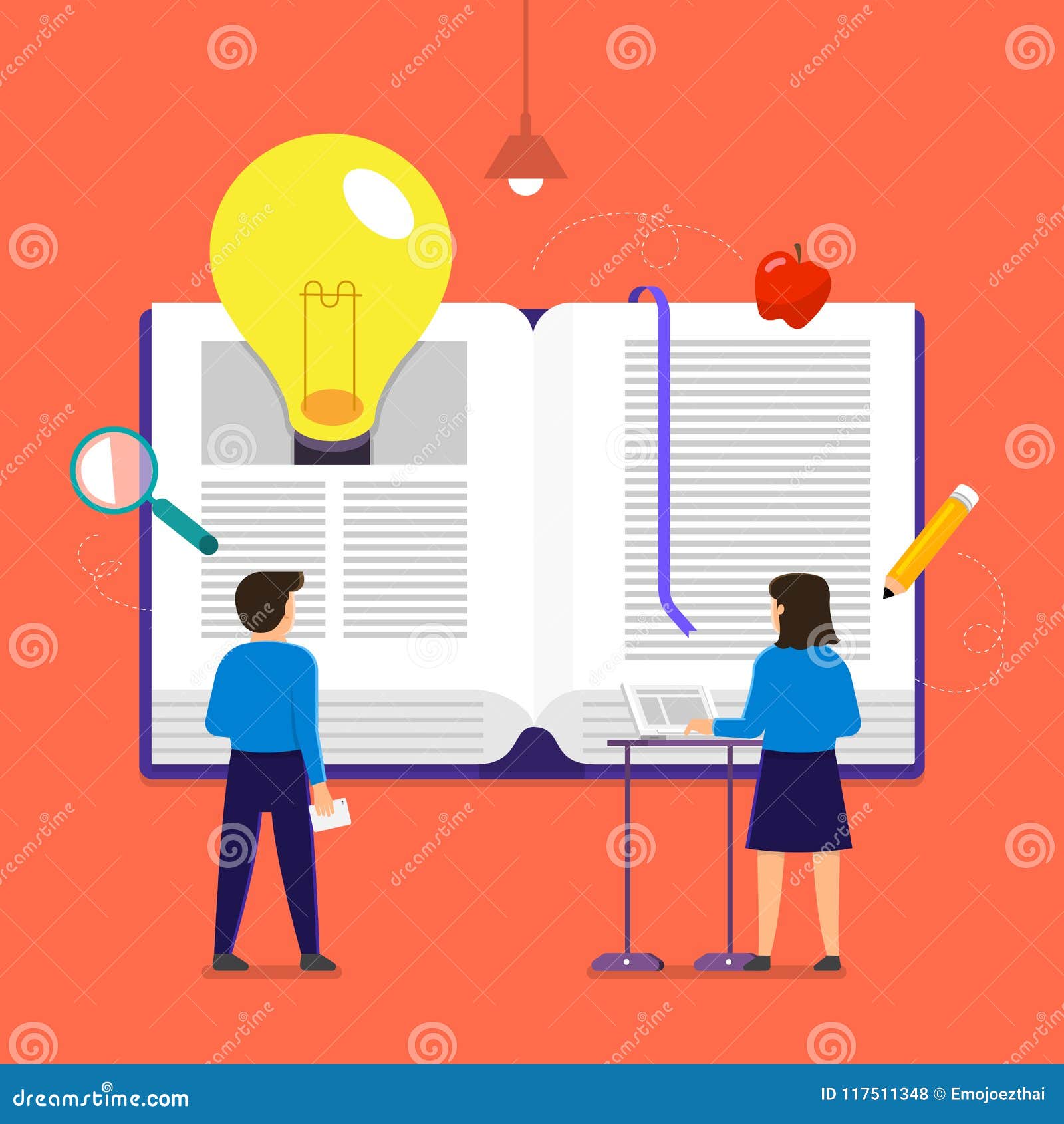 Concept:book Or Reading Is Source Of Knowledge.Tiny Boy And Girl Climb ...