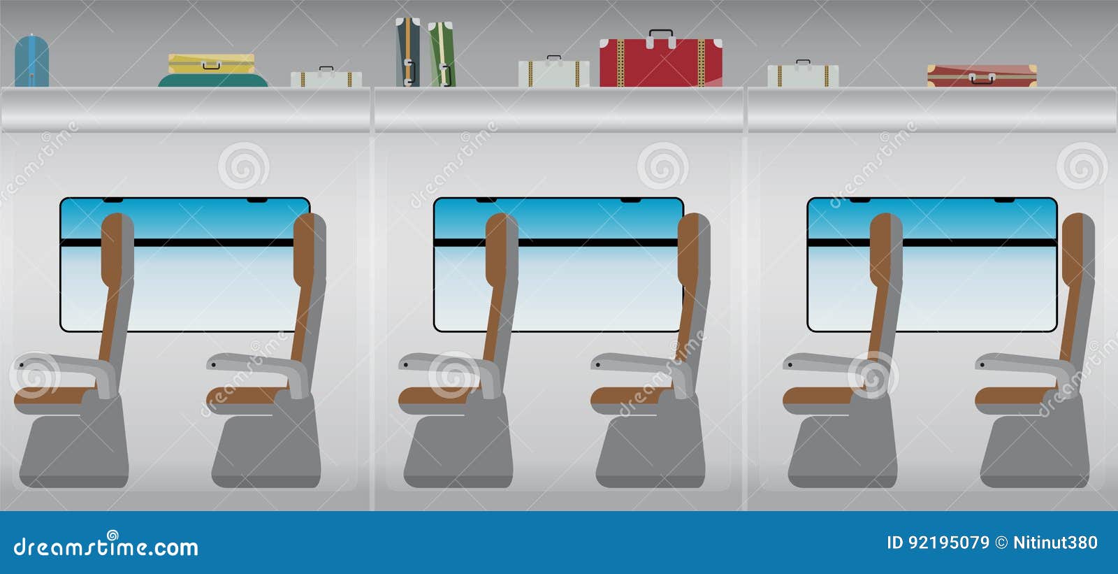 Flat Design of Inside Passenger Train Stock Illustration - Illustration ...